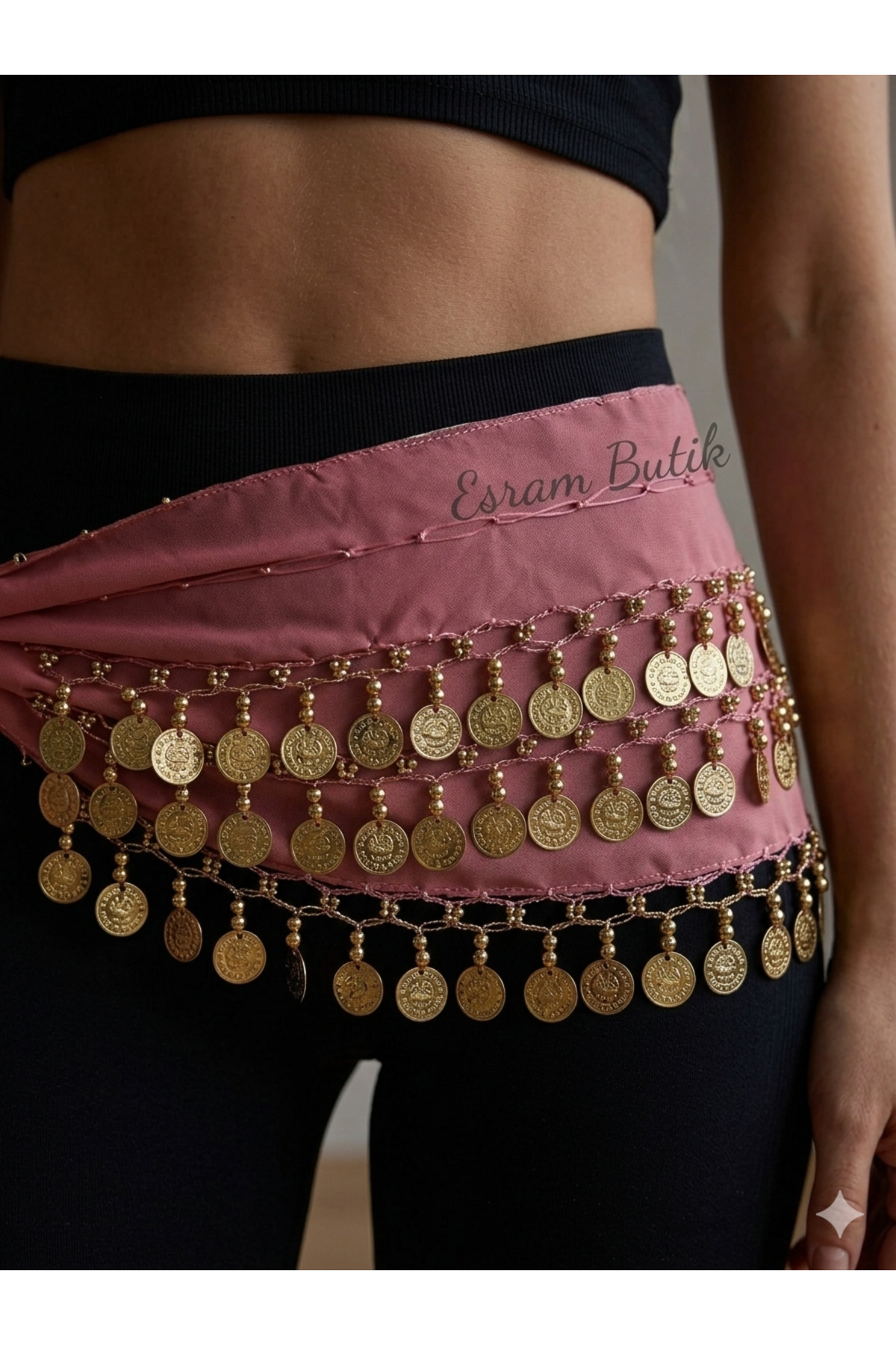 Esram Butik Pembe Şakira Kemeri, Gold Detaylı Oryantal Dansöz Kemeri ...
