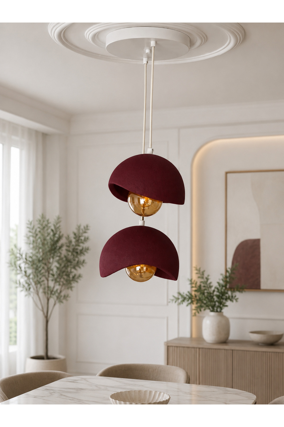 Ferisa Home Ampul HEdiye Beton Bordo Pinterest 2'Li Sarkıt Avize Bohem ...
