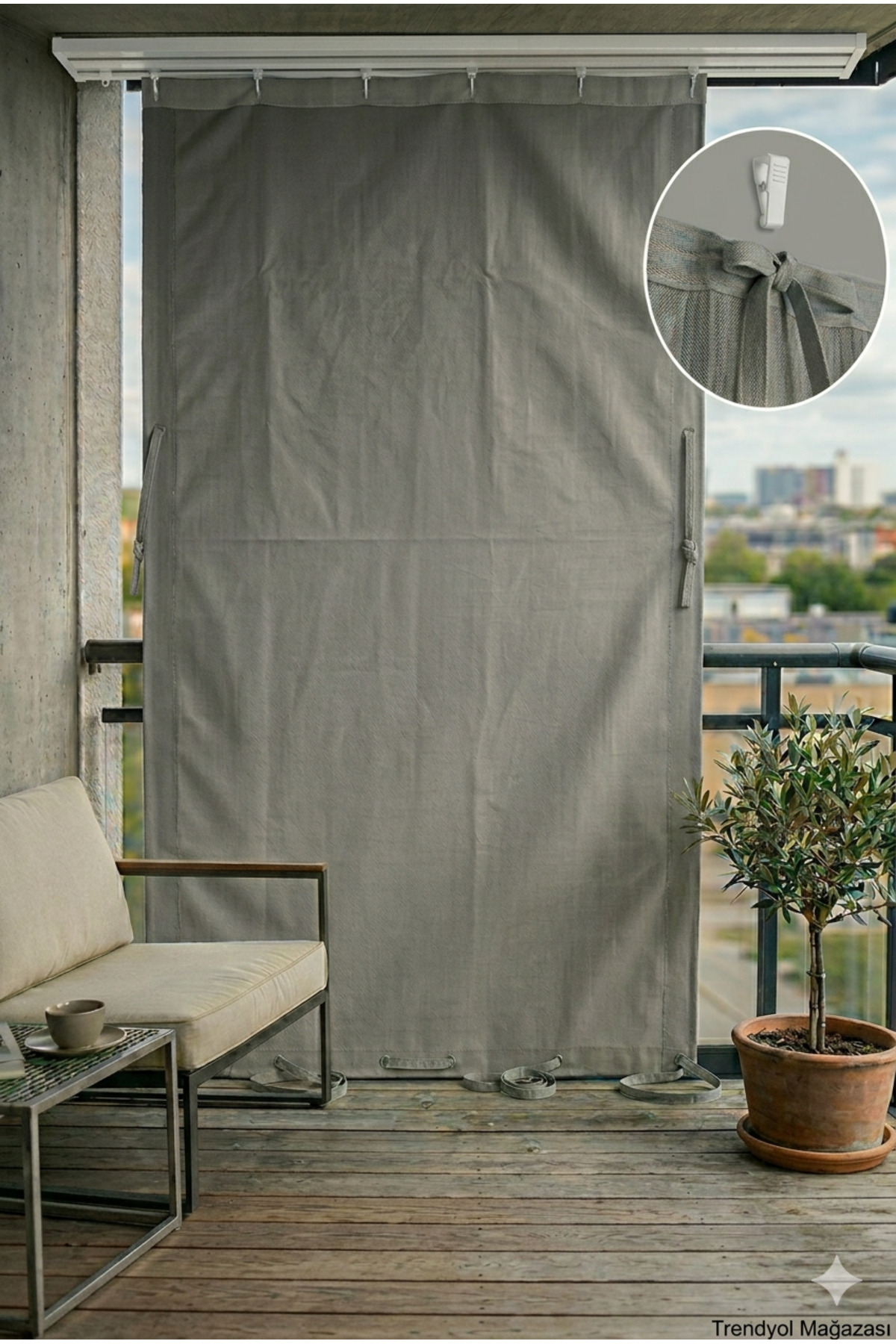 ViVeri 1.sınıf EnXBoy Her Ölçü Vardır Çizgili Balkon Perdesi Bağcıklı ...