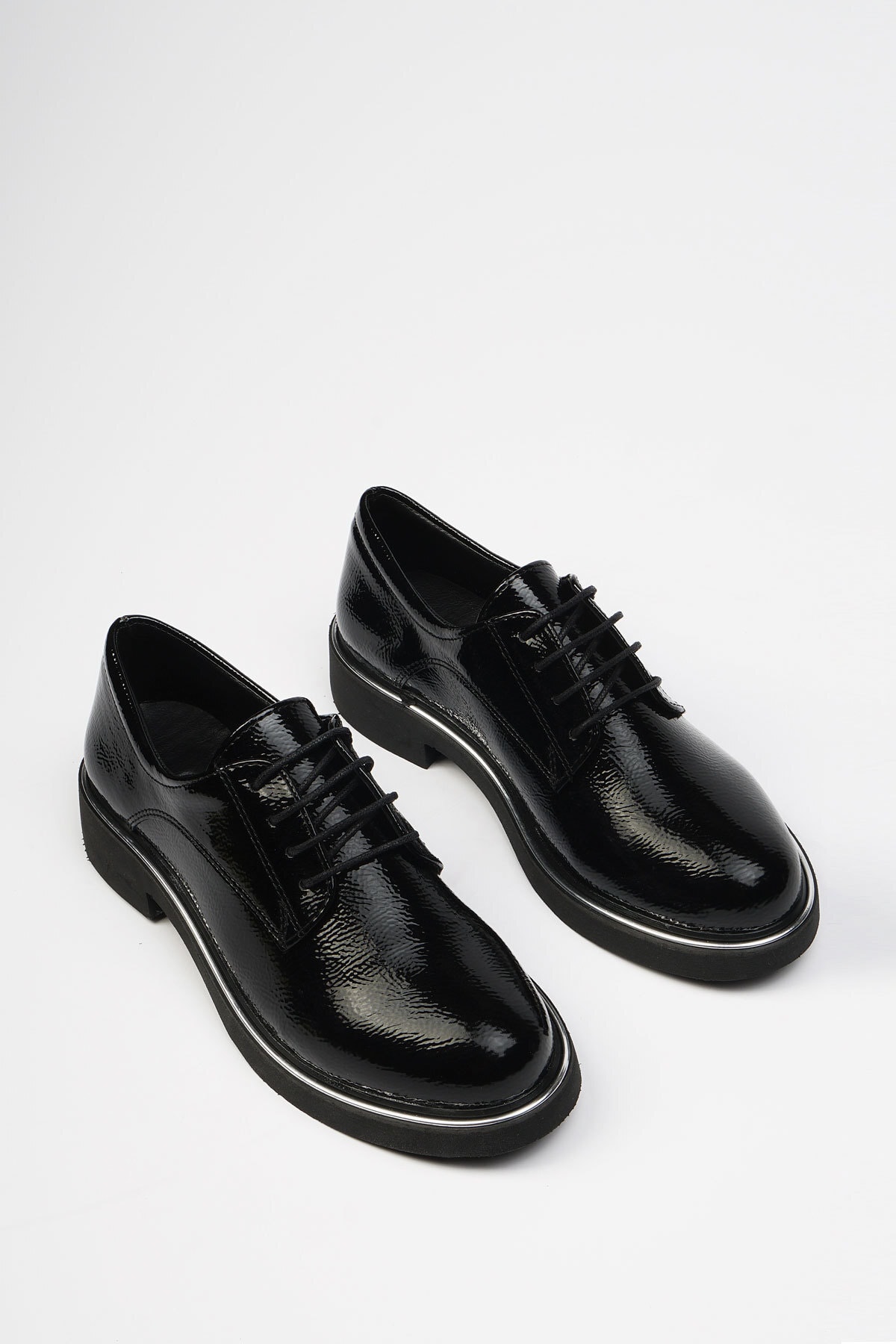 Marjin Siyah Rugan Kadın Terva Günlük Oxford Ayakkabı