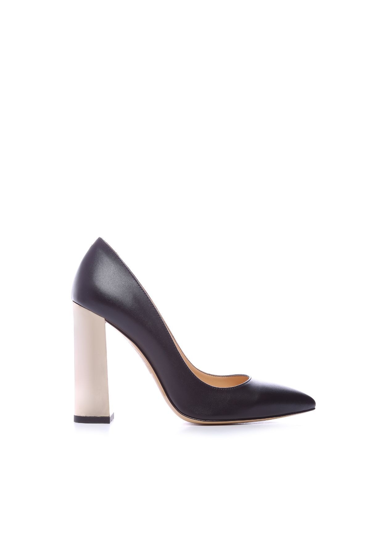 KEMAL TANCA Hakiki Deri Siyah Kadın Kalın Topuklu Ayakkabı