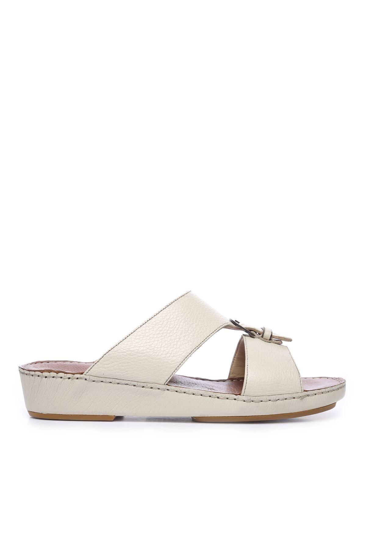 KEMAL TANCA Hakiki Deri Bej Erkek Terlik Terlik