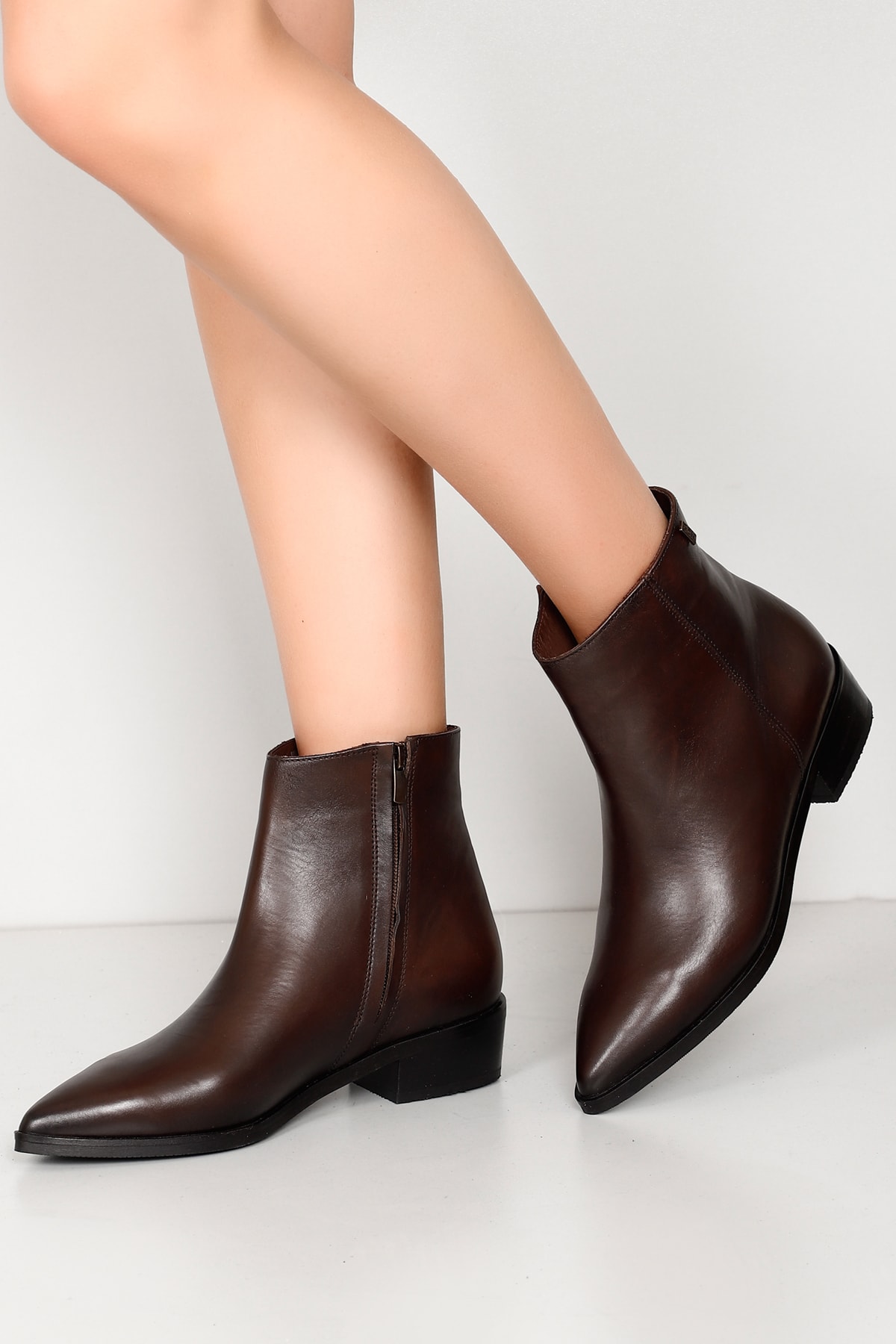 G.Ö.N Kadın Kahverengi Hakiki Deri Bot 52456