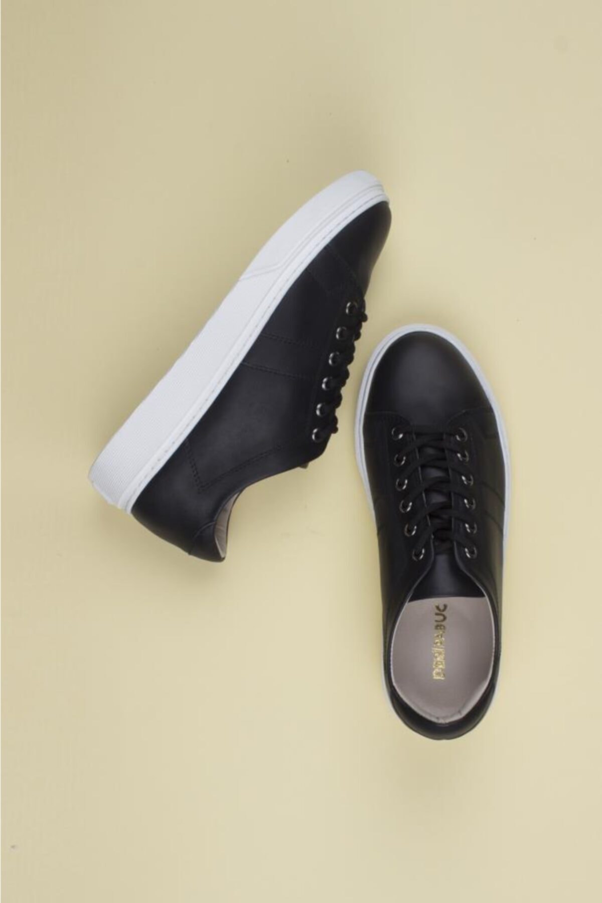 Deripabuc Hakiki Deri SİYAH Kadın Deri Sneaker