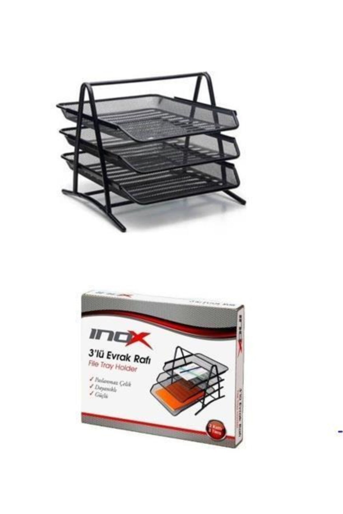 inox Ofis File 3'lü Metal Evrak Rafı Siyah.. - Fiyatı, Yorumları