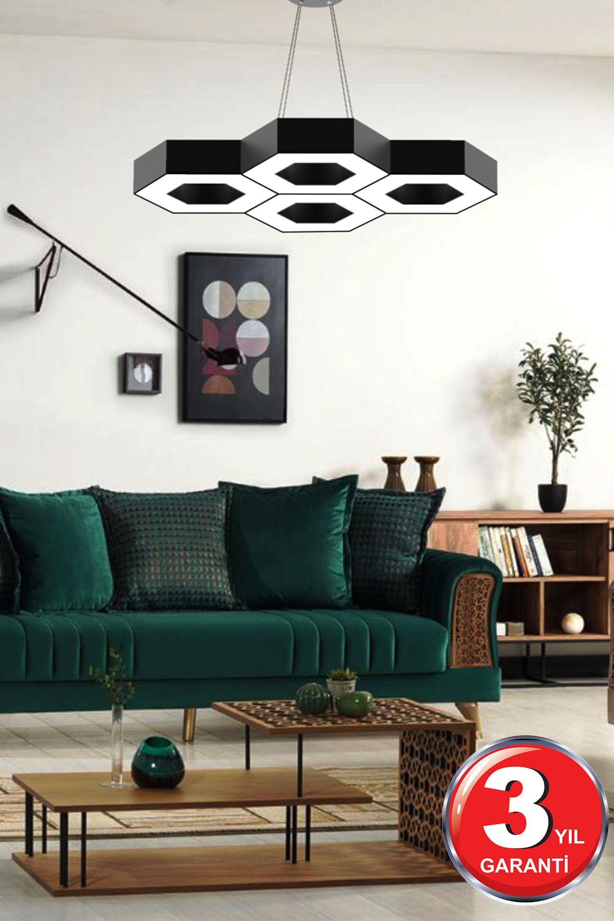 Hegza Lighting Stella ( Siyah Kasa, Sarı Işık ) Ledli Modern Led Avize ...