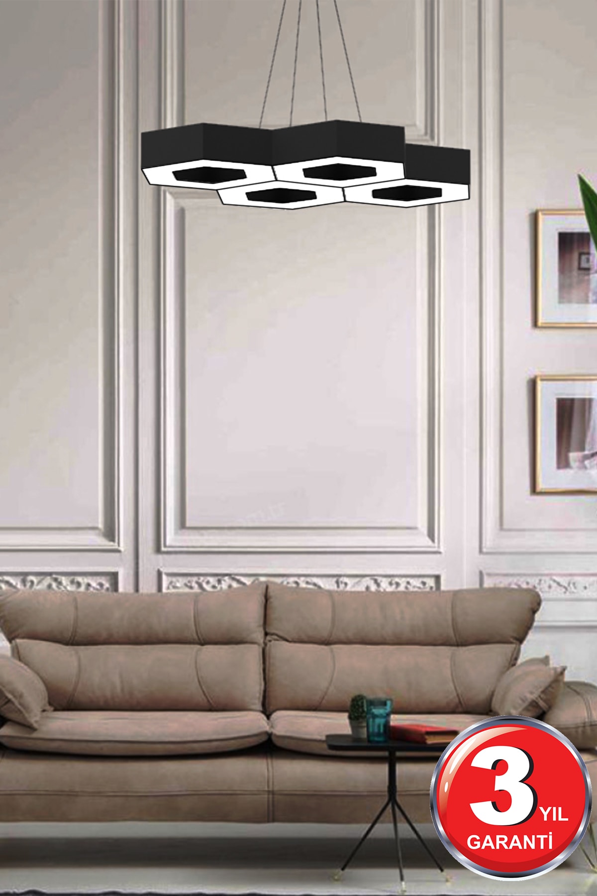 Hegza Lighting Stella ( Siyah Kasa, Sarı Işık ) Ledli Modern Led Avize ...