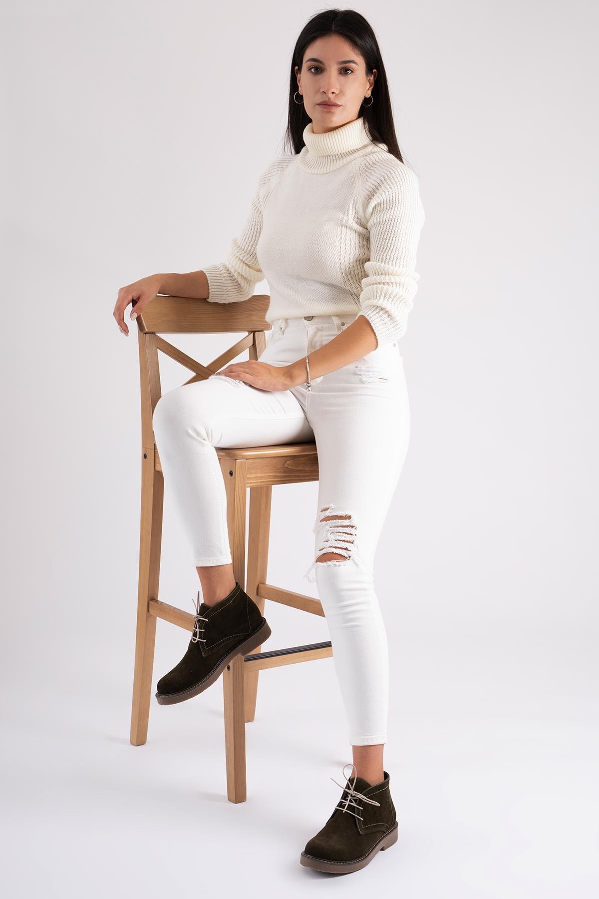 CZ London Kadın Haki Hakiki Deri Chukka Bot CZ London Kadın Haki Hakiki Deri Chukka Bot