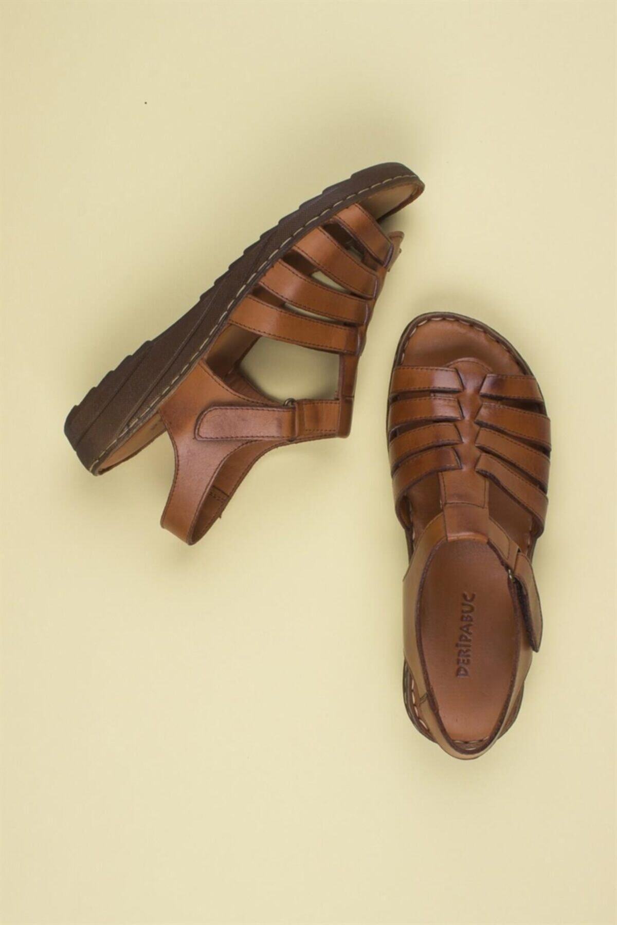 Deripabuc Hakiki Deri TABA Kadın Deri Sandalet