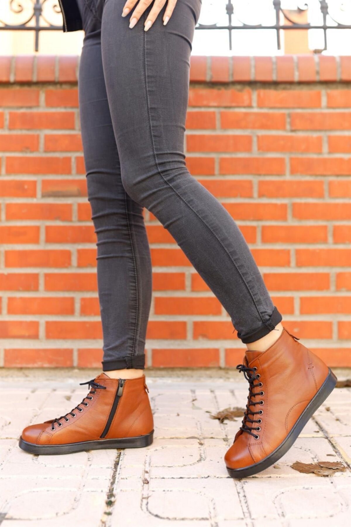 Deripabuc Hakiki Deri TABA Kadın Deri Bot