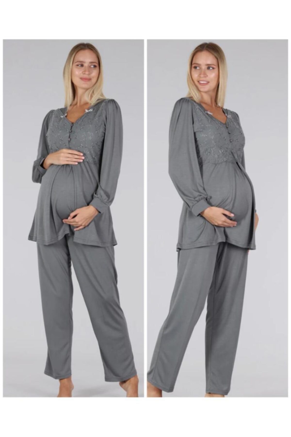 Bone Club 5306 Gri V Yaka Dantelli Lohusa Pijama Tk Fiyatı, Yorumları ...