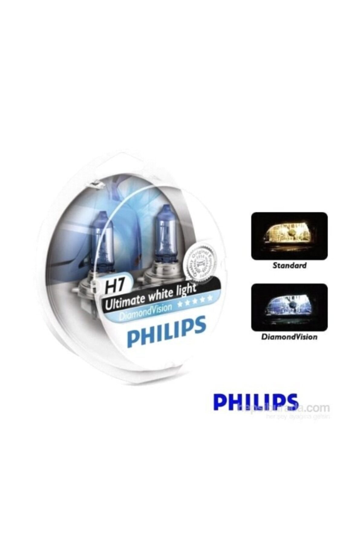 Marka Philips H7 Diamond Vision 2'li Ampul Seti * Beyaz Işık Etkisi - Fiyatı, Yorumları