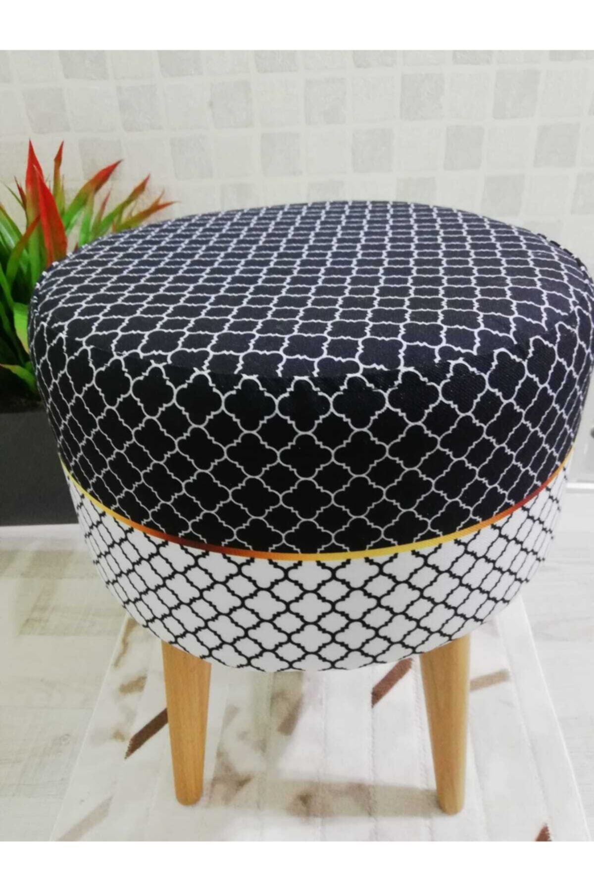 PufyHome Fiona Özel Tasarım-siyah Beyaz Gürgen Ayaklı Dekoratif Rahat ...