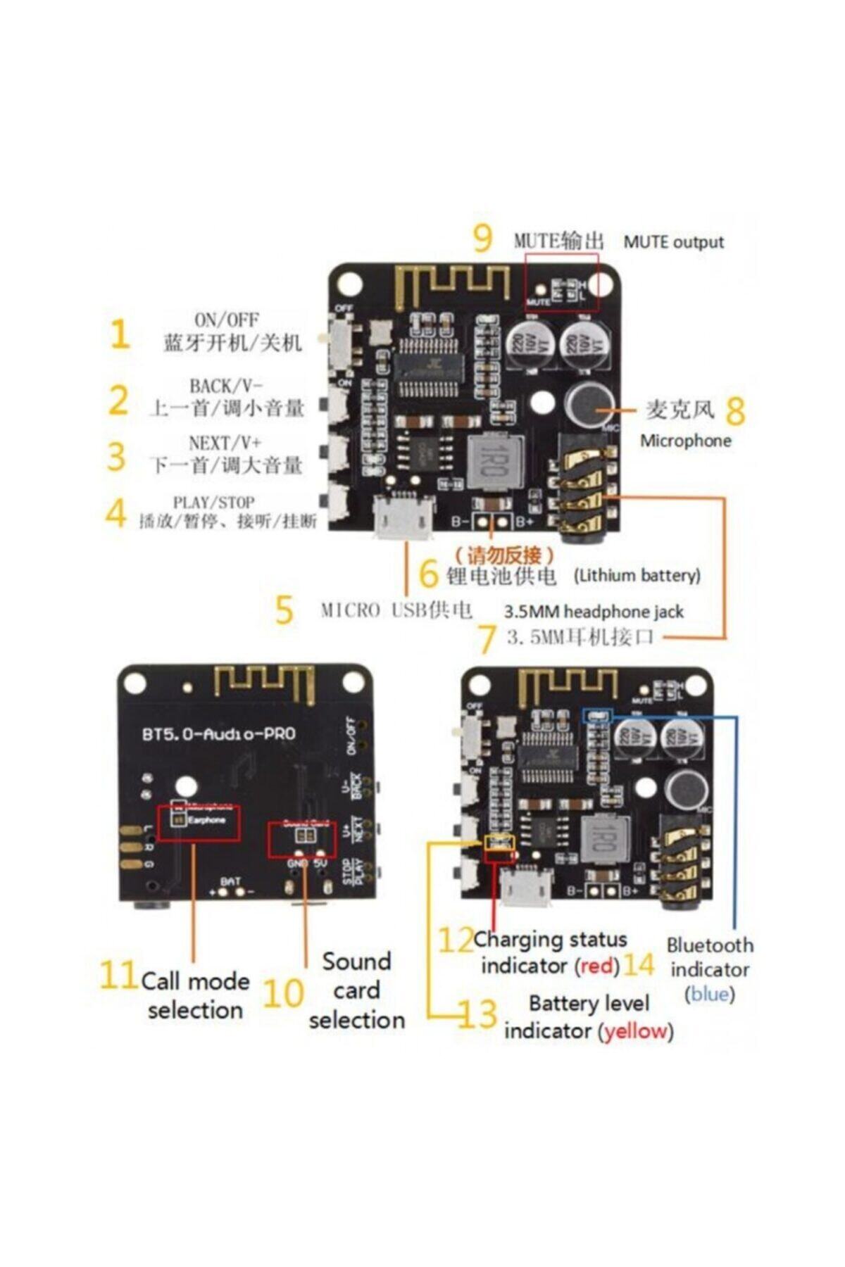 Arduino Mini Bluetooth 5.0 Dekoder Ses Alıcısı Bt5.0 Pro Mp3 Audio Car ...