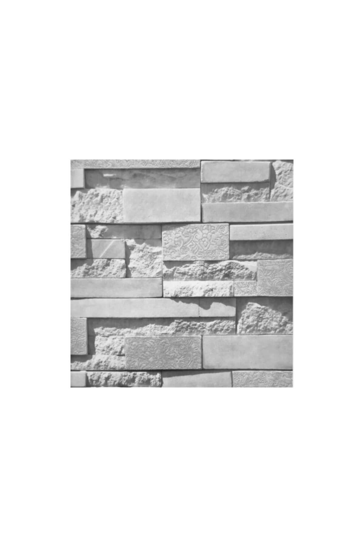 3D White 3D Real Stone Look Wallpaper (5m2)- Trendyol