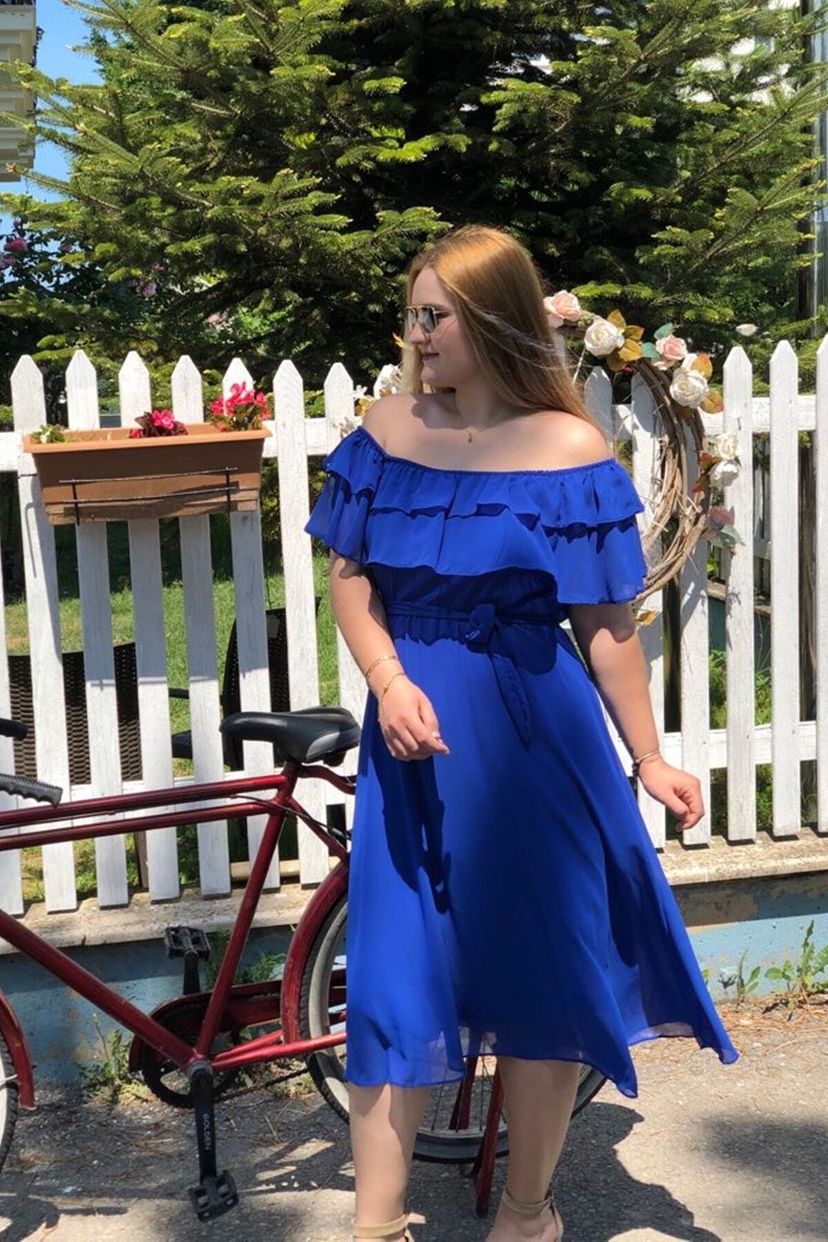 Genel Markalar Carmen Yaka Şifon Elbise Fiyatı, Yorumları - Trendyol