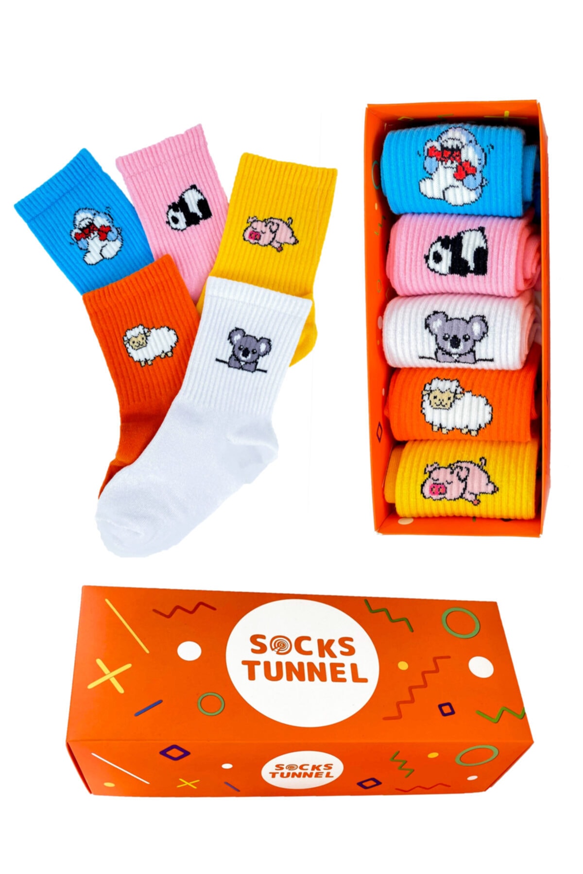 Socks Tunnel 5'li Hayvan Desenli Kolaj Renkli Tenis Çorap Set Fiyatı ...