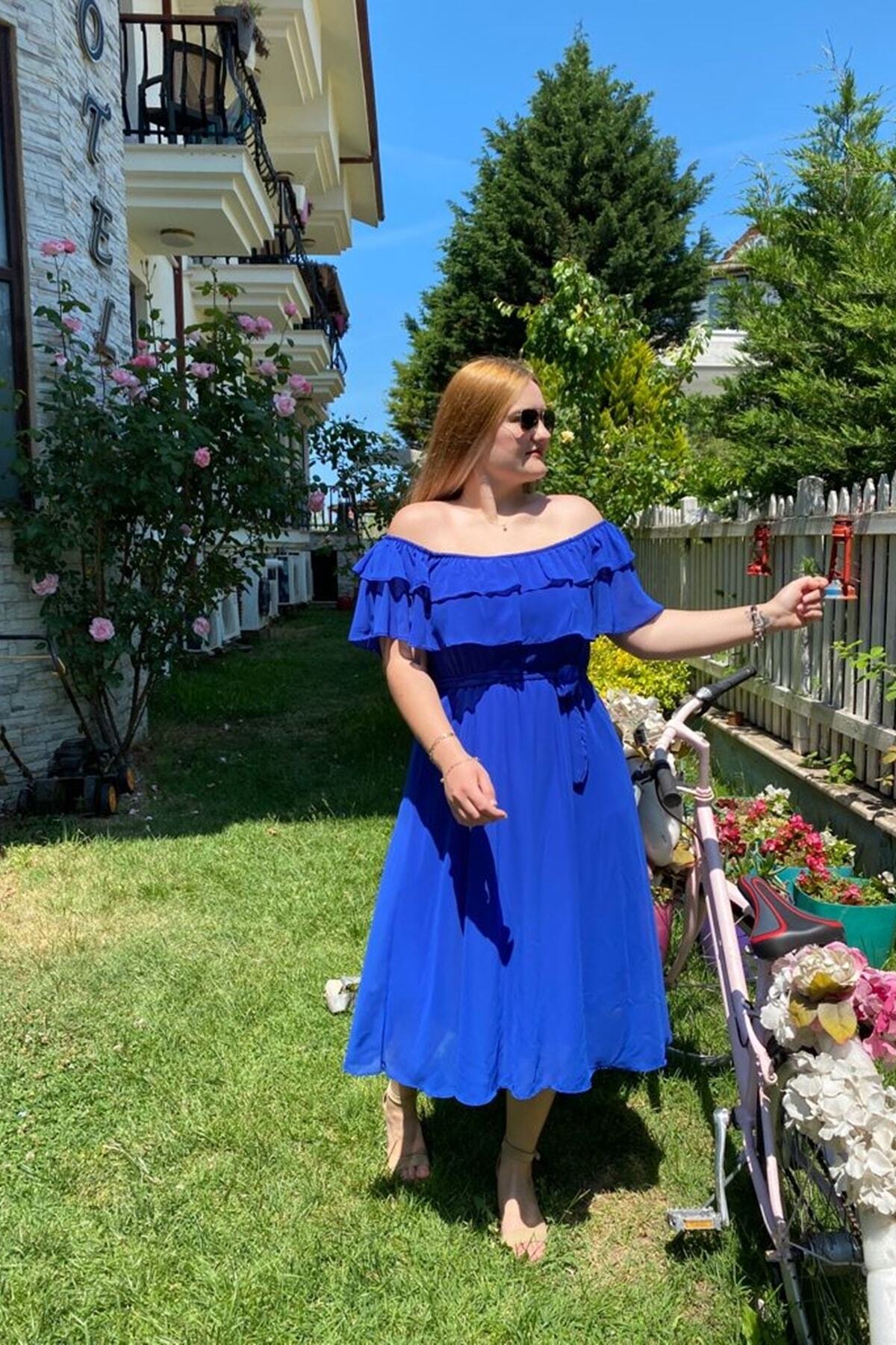 Genel Markalar Carmen Yaka Şifon Elbise Fiyatı, Yorumları - Trendyol