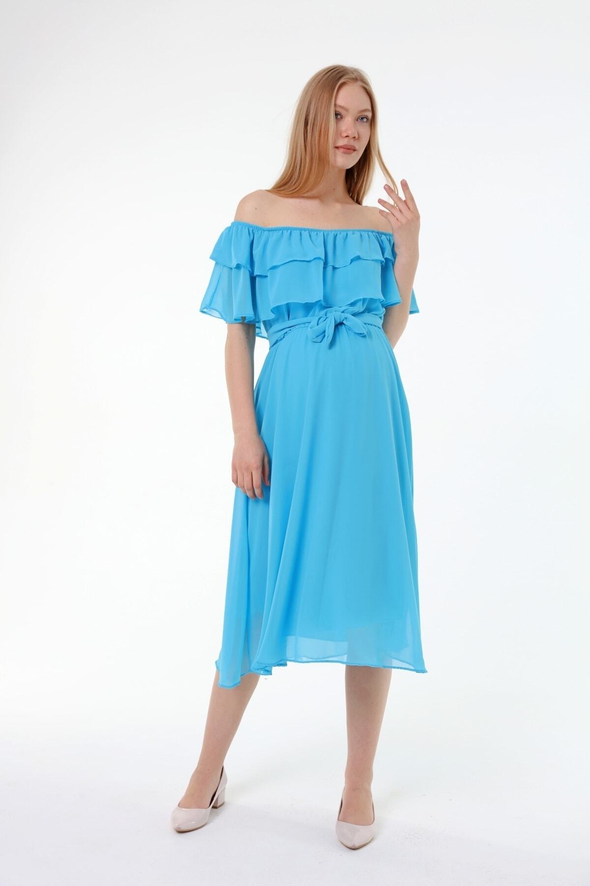 Genel Markalar Carmen Yaka Şifon Elbise Fiyatı, Yorumları - Trendyol