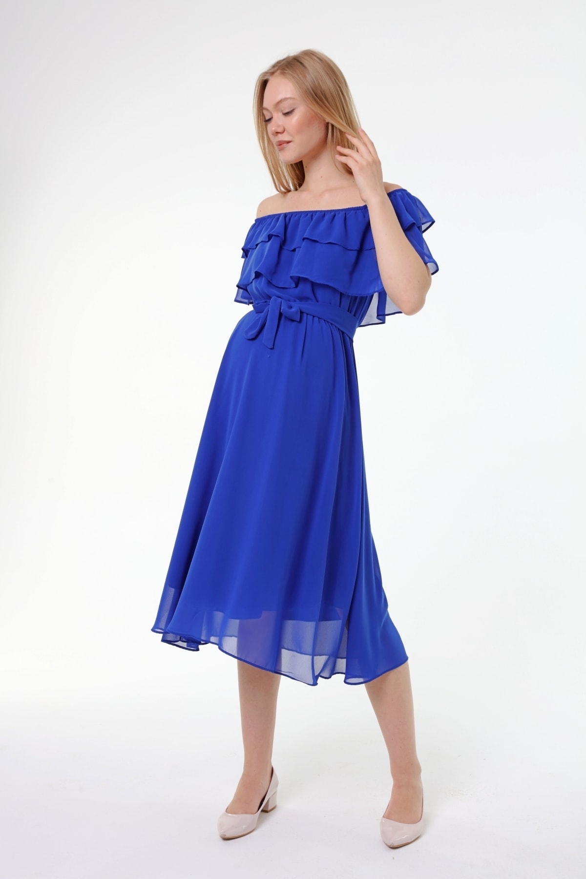 Genel Markalar Carmen Yaka Şifon Elbise Fiyatı, Yorumları - Trendyol