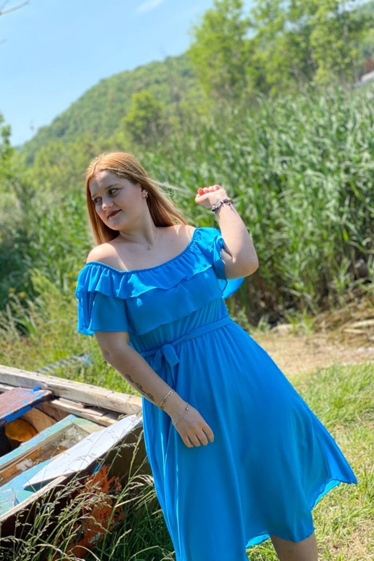 Genel Markalar Carmen Yaka Şifon Elbise Fiyatı, Yorumları - Trendyol