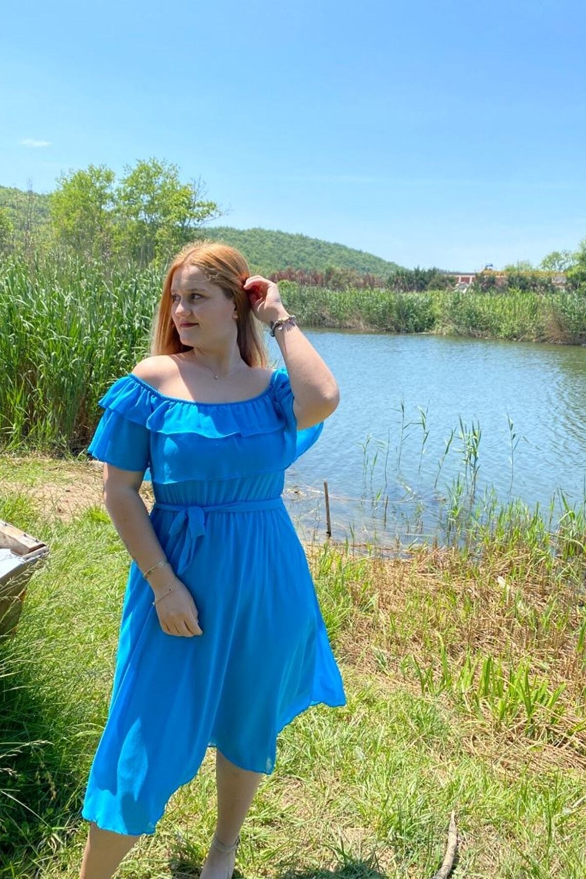 Genel Markalar Carmen Yaka Şifon Elbise Fiyatı, Yorumları - Trendyol