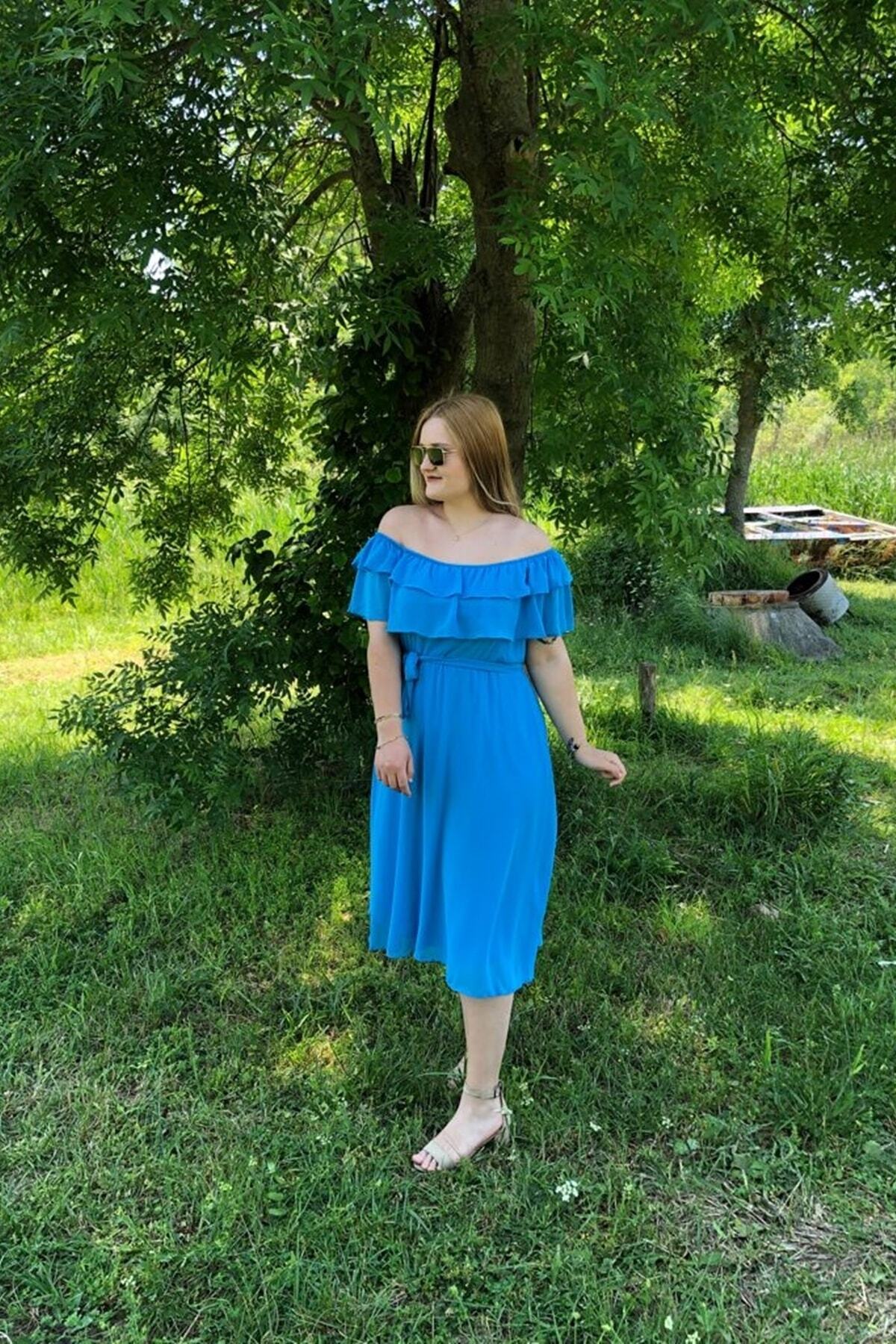 Genel Markalar Carmen Yaka Şifon Elbise Fiyatı, Yorumları - Trendyol