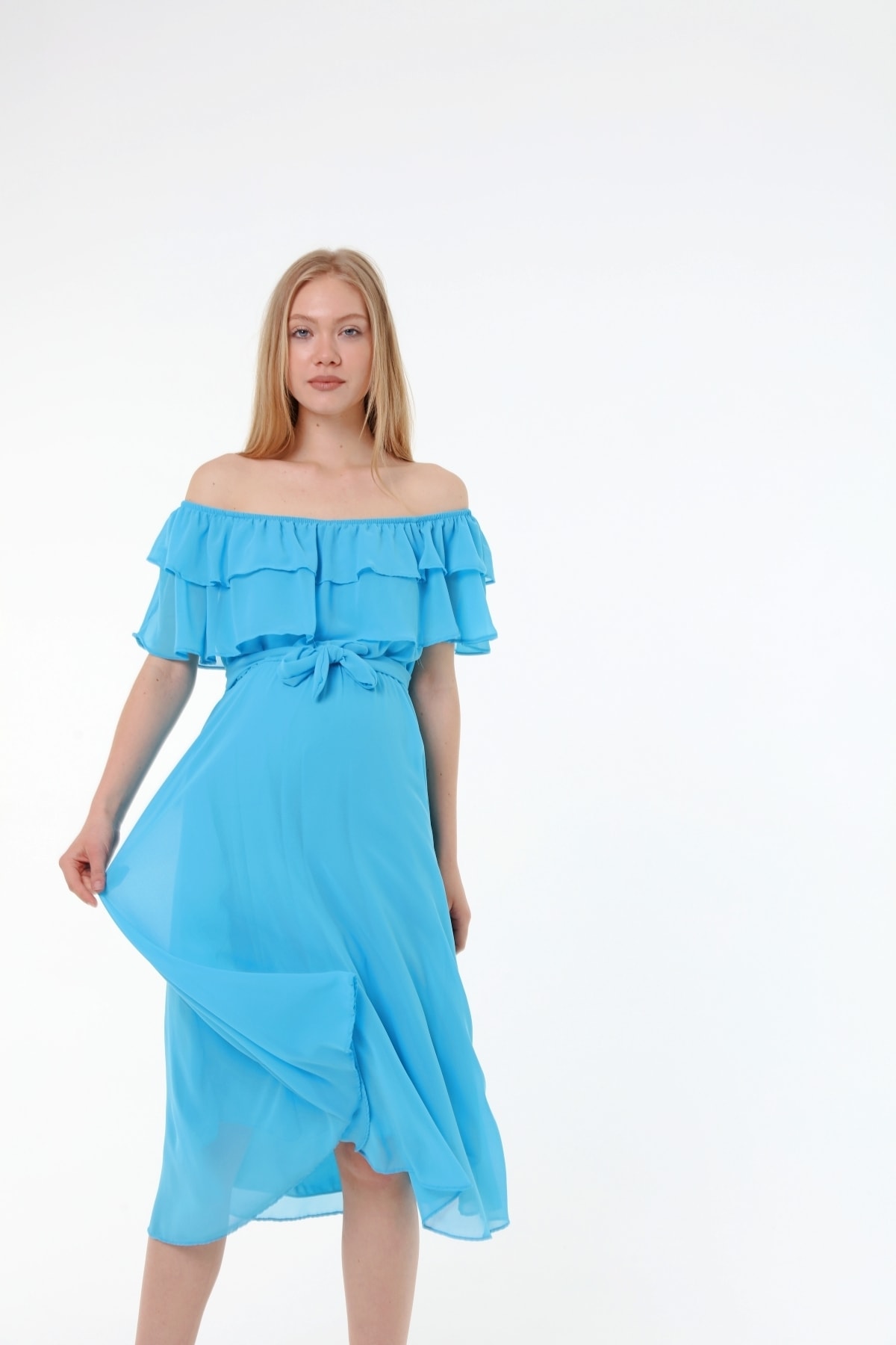 Genel Markalar Carmen Yaka Şifon Elbise Fiyatı, Yorumları - Trendyol