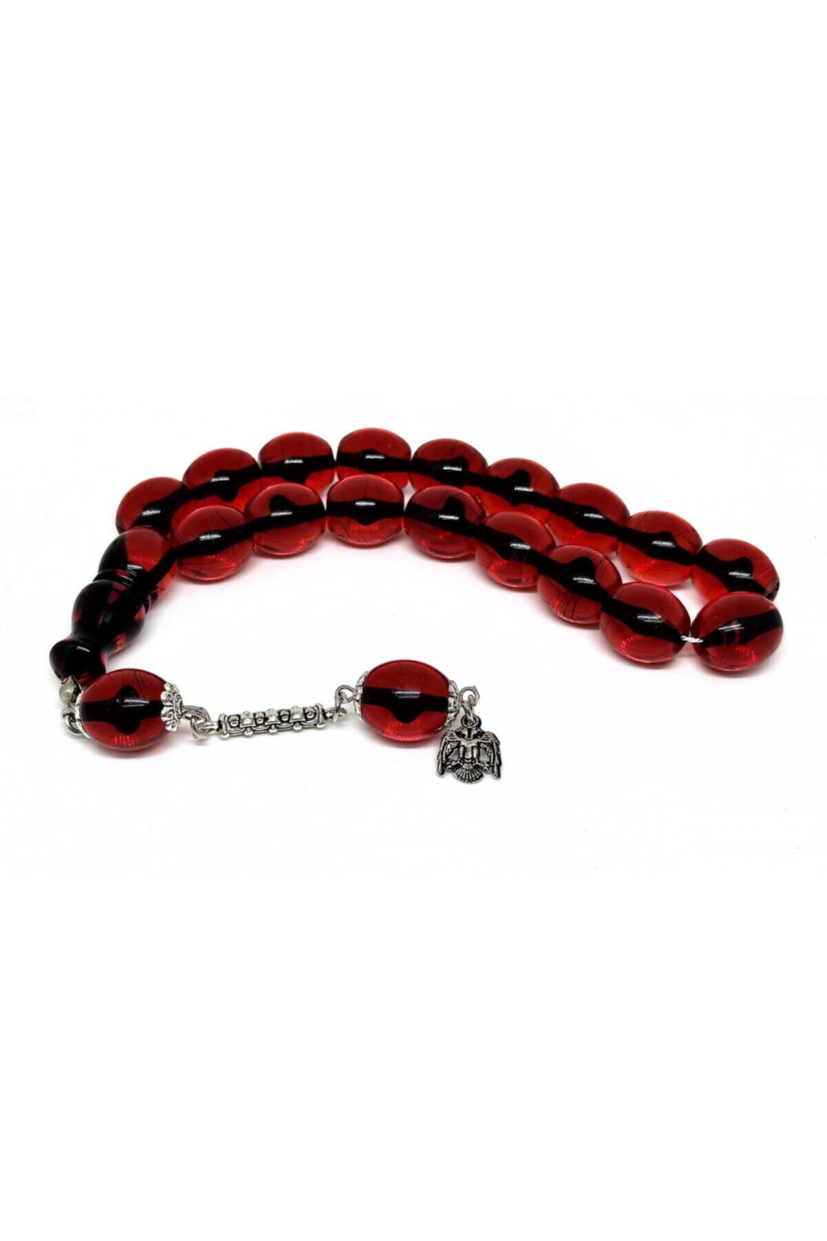 YALÇIN TESBİH 15x14 Mm Efe Boy 17`li Akrilik Tesbih Kırmızı Içi Siyah ...