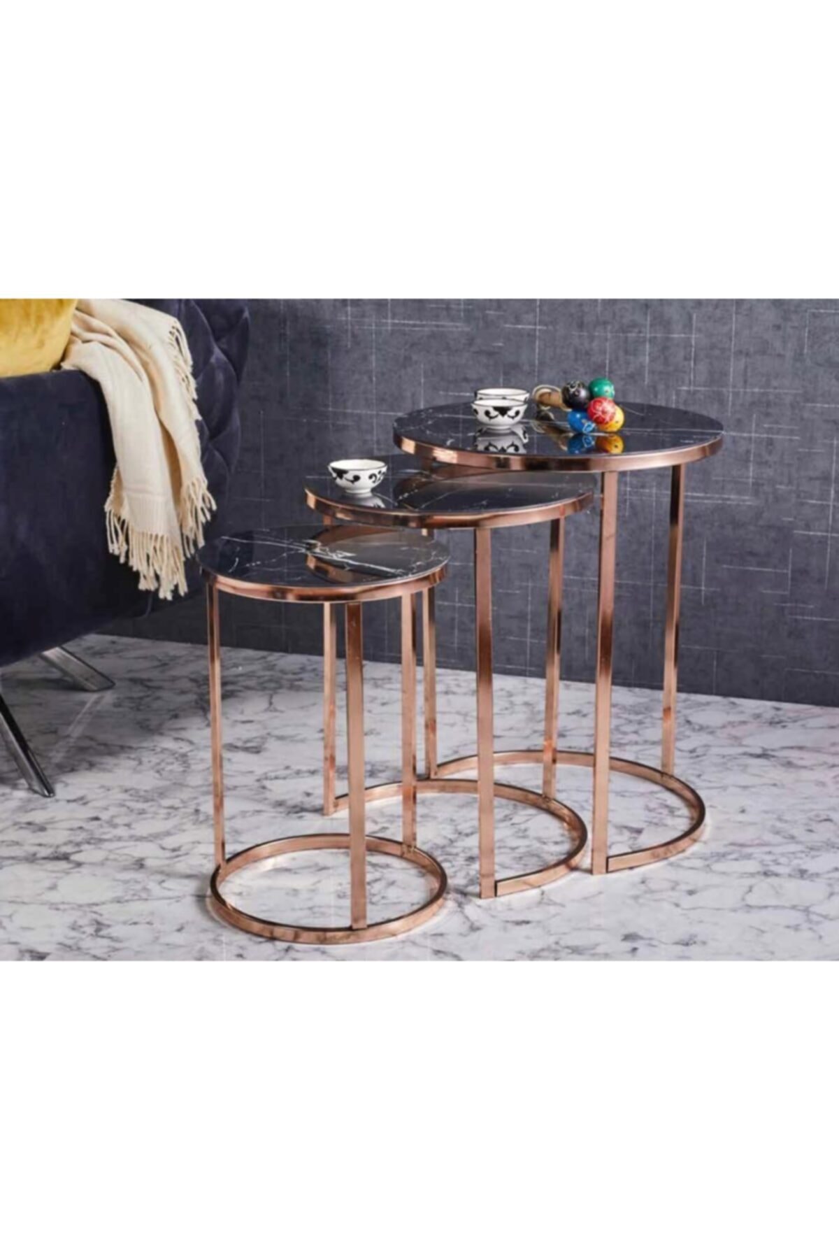 Evim-E Aksesuar Eko C Metal Iç Içe Girebilen 3'lü Zigon Bakır (rose ...