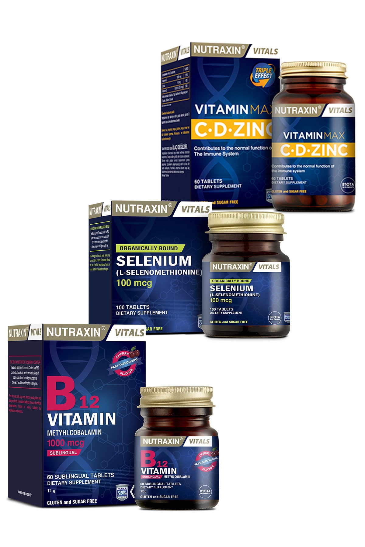 Nutraxin Vitamin Max C- D- Zinc + B12 Vitamin 60 Dilaltı Tablet ...