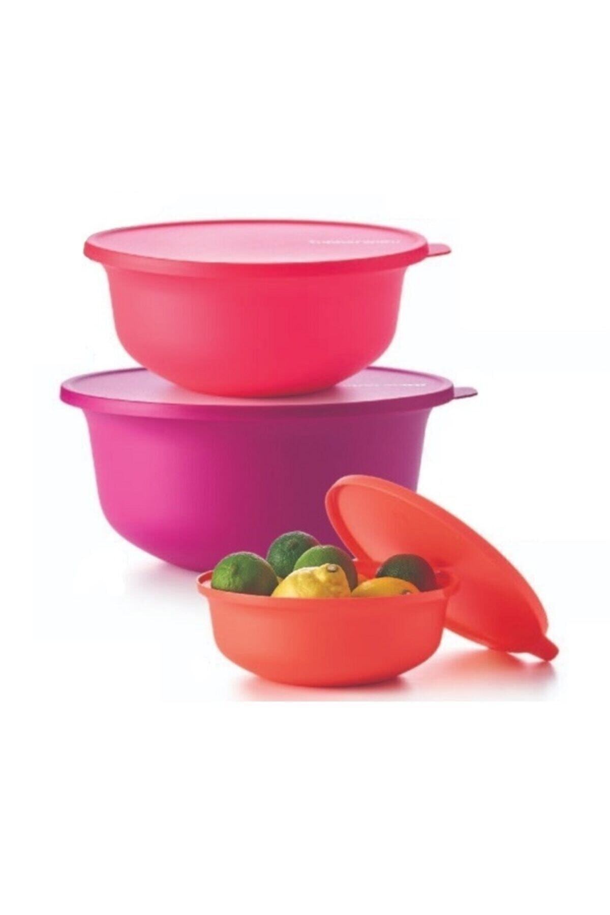 Tupperware Aloha 3 Lü Set Saklama Servis Hazırlık Kabı 1 Lt,2 Lt Ve 4 ...