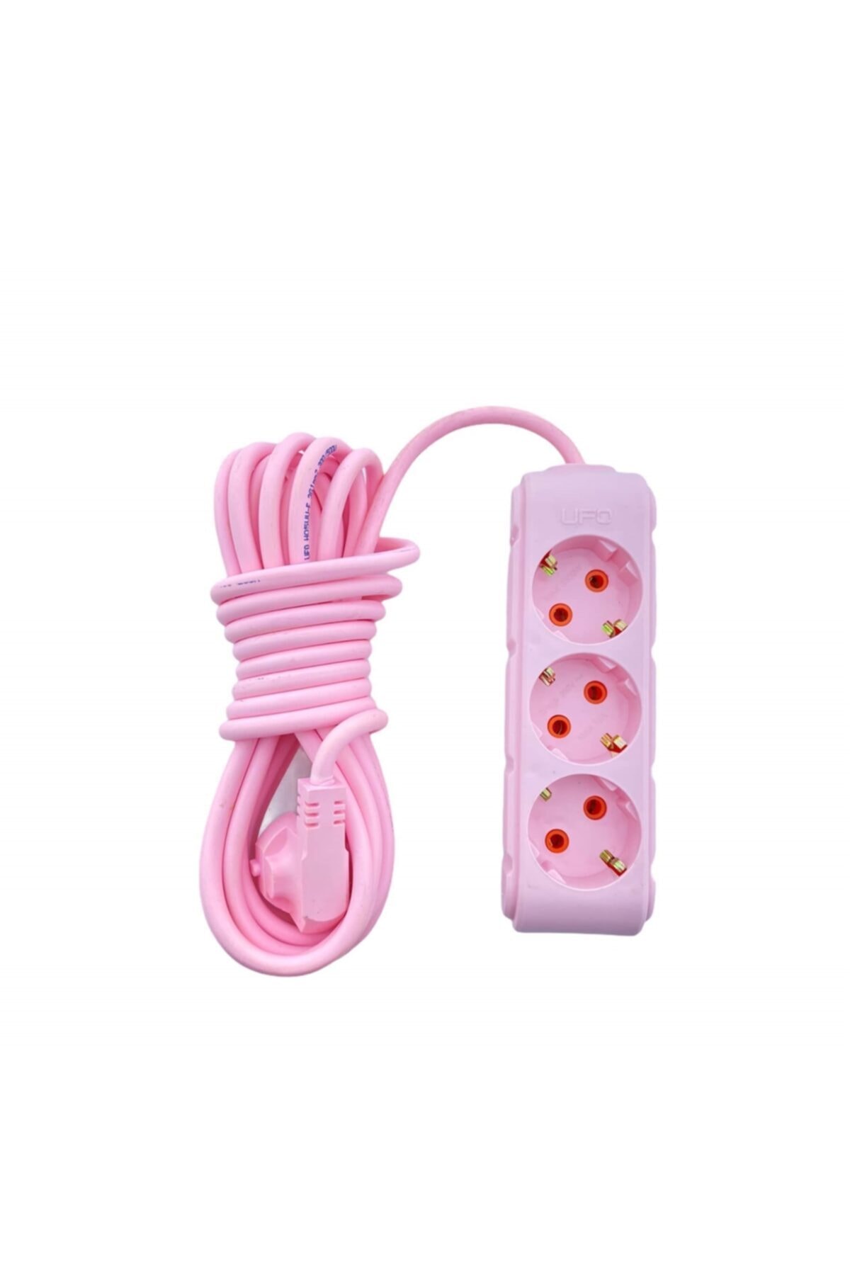 UFO Elektrik Pembe Renkli Üçlü Topraklı Kablolu Topraklı Priz 5 Metre ...
