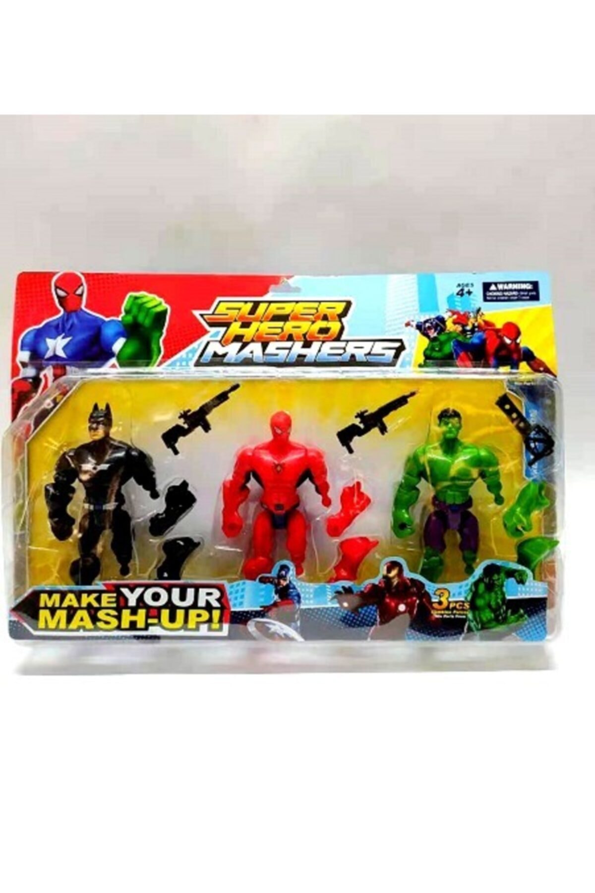 mrc Örümcek Adam Hulk Batman Sesli Üçlü Super Hero Mashers + Hediye ...