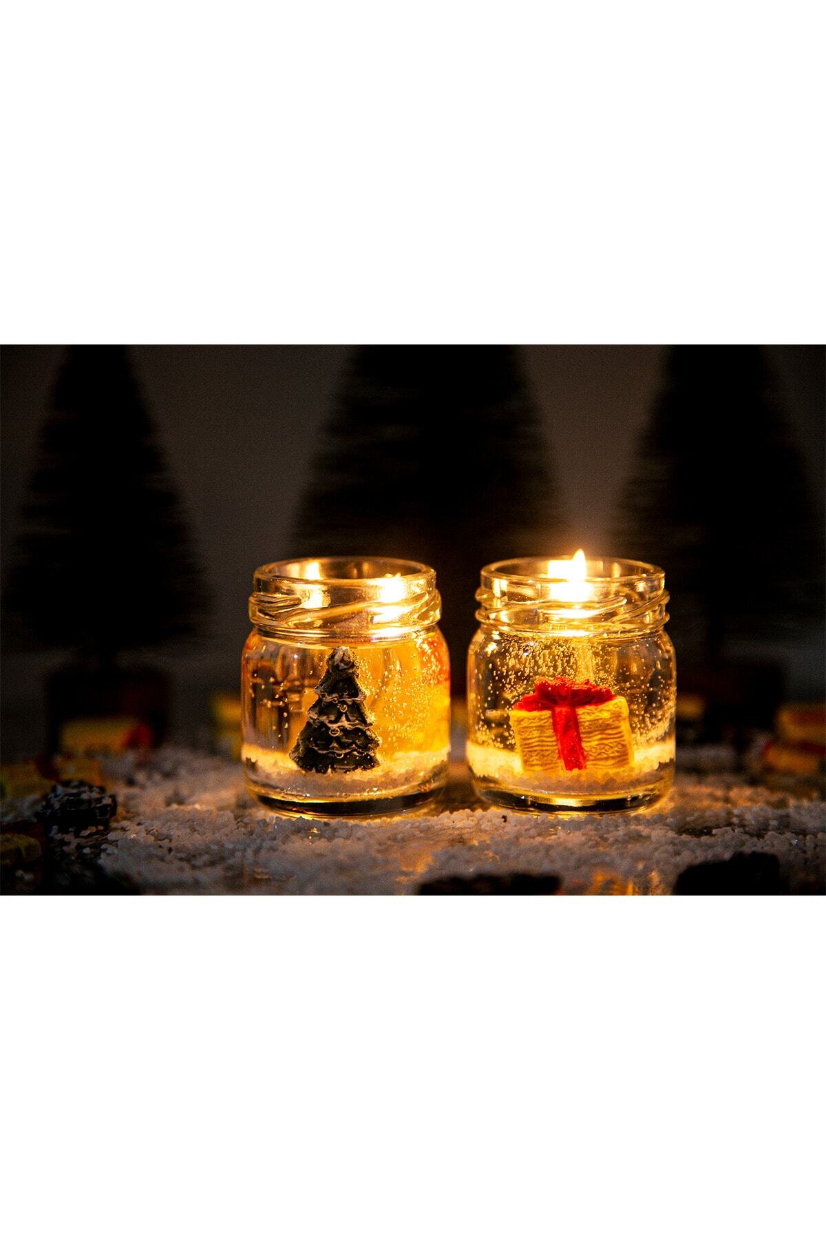 Feymoons Yılbaşı Süs Mumları Hediye Kutusu Çam Ağacı Jel Mum 40cc ...