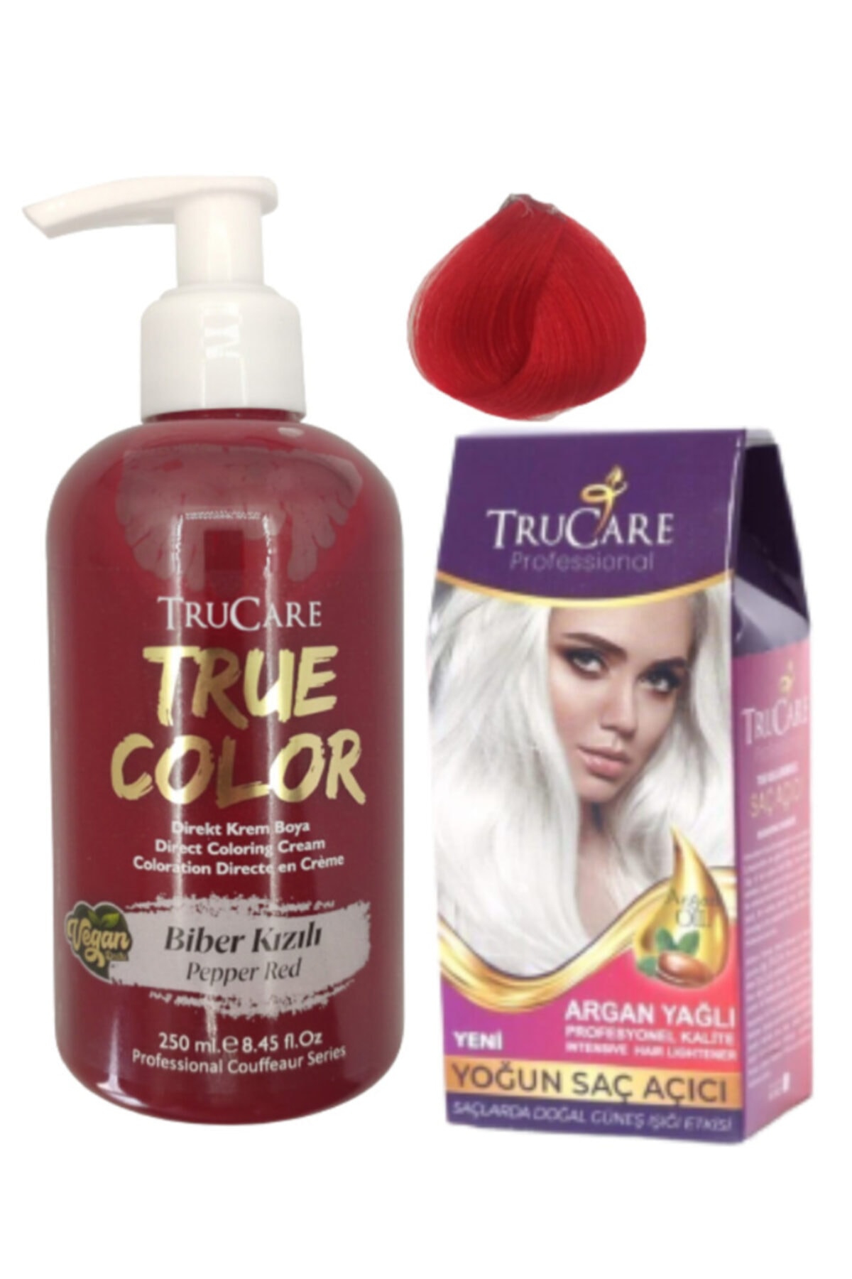 Trucare Trucolor 250ml Renkli Saç Boyası Biber Kızılı+saç Açıcı Fiyatı ...