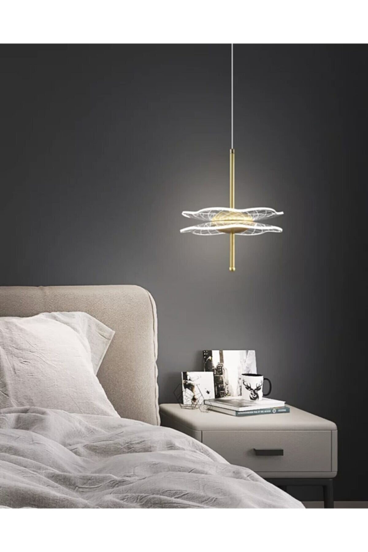 Luna Lighting Modern Luxury Tasarım Gold Detaylı Sarkıt Tekli Ledli ...