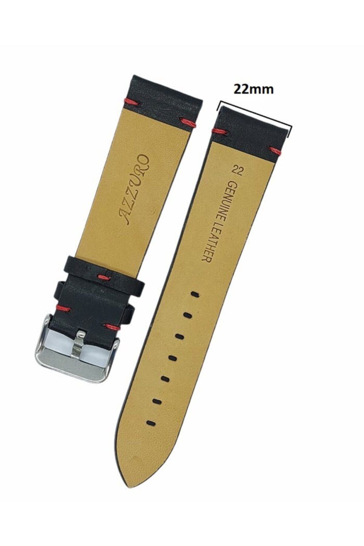 SAATKORDONCUSU Welder Moody Için 22mm Uyumlu Dikişli Siyah Deri Saat ...