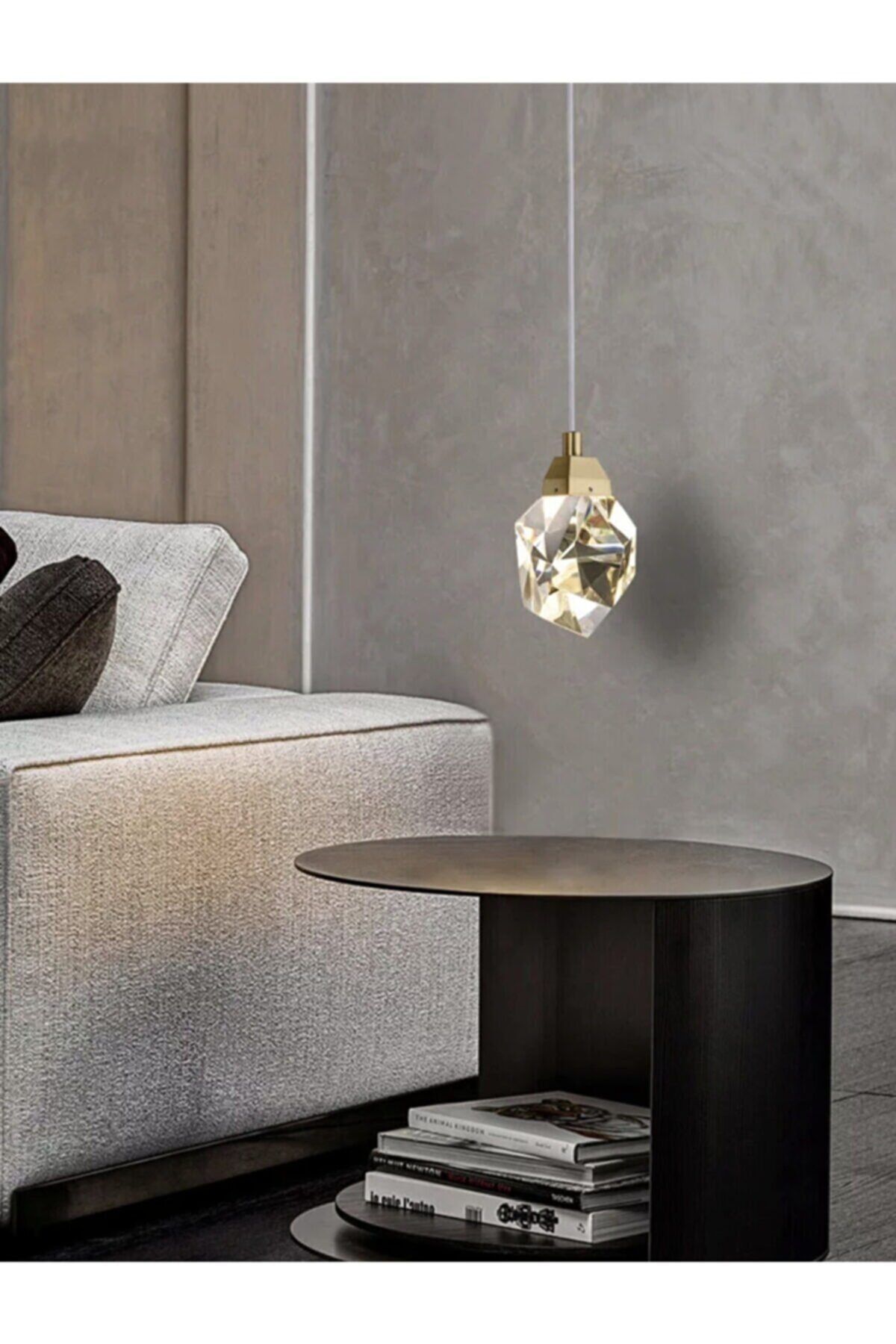 Luna Lighting Modern Concept Kristal Camlı Gold Detaylı Tekli Sarkıt ...