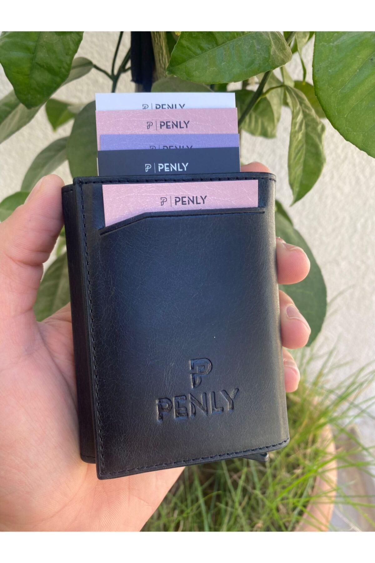 Penly Orjinal Hakiki Deri Mekanizmalı Siyah Cüzdan Modeli Bileklik ...