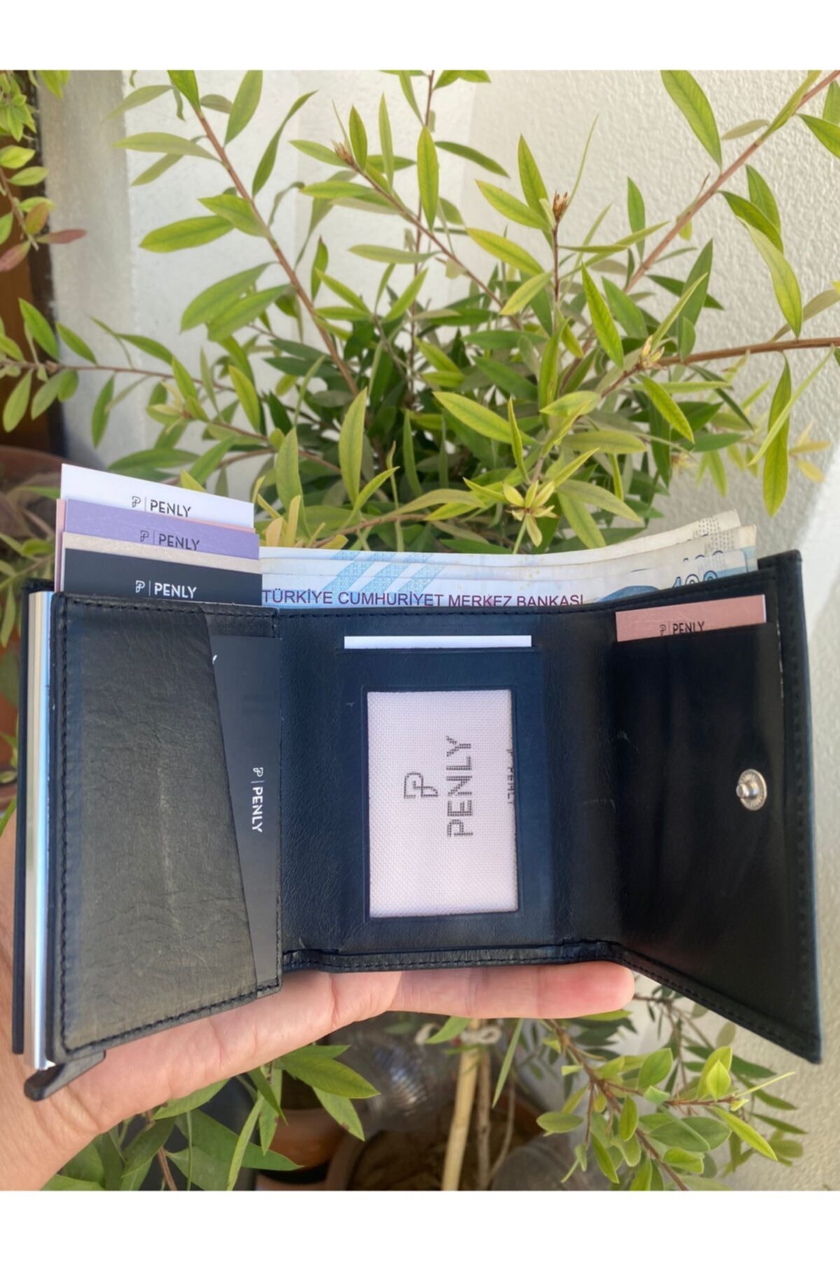 Penly Orjinal Hakiki Deri Mekanizmalı Siyah Cüzdan Modeli Bileklik ...