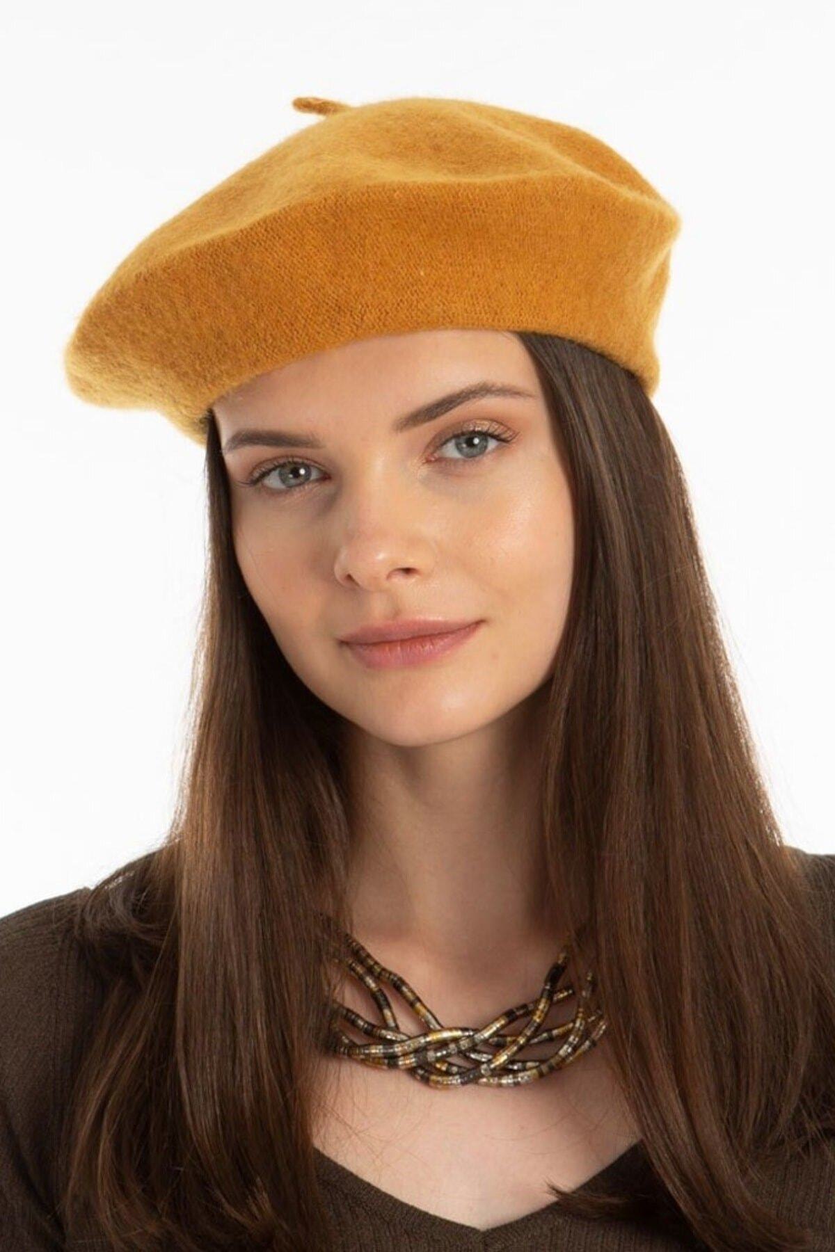 EKstore French Painter Mustard Beret Hat- Trendyol