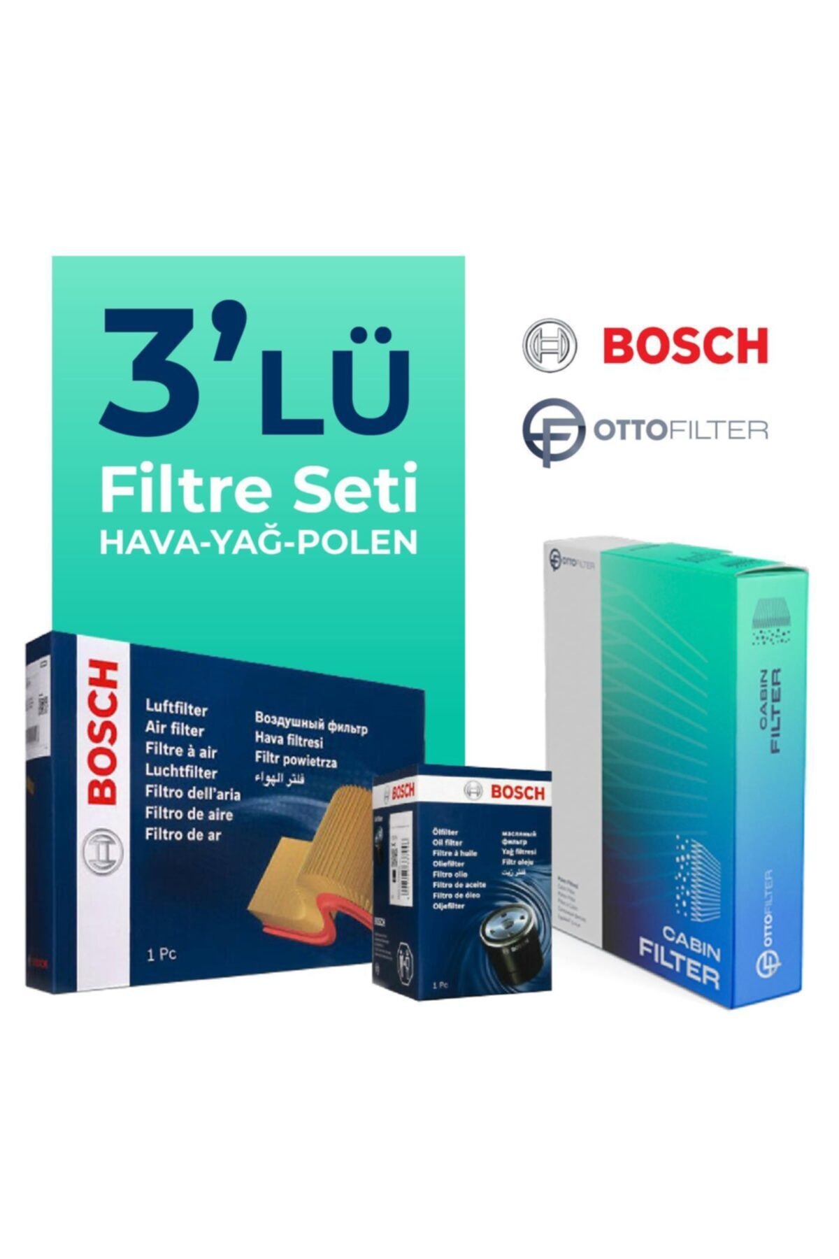Bosch Fiat 500 1.2 Filtre Bakım Seti (2009-2020) 3 Lu Polen Ithal ...