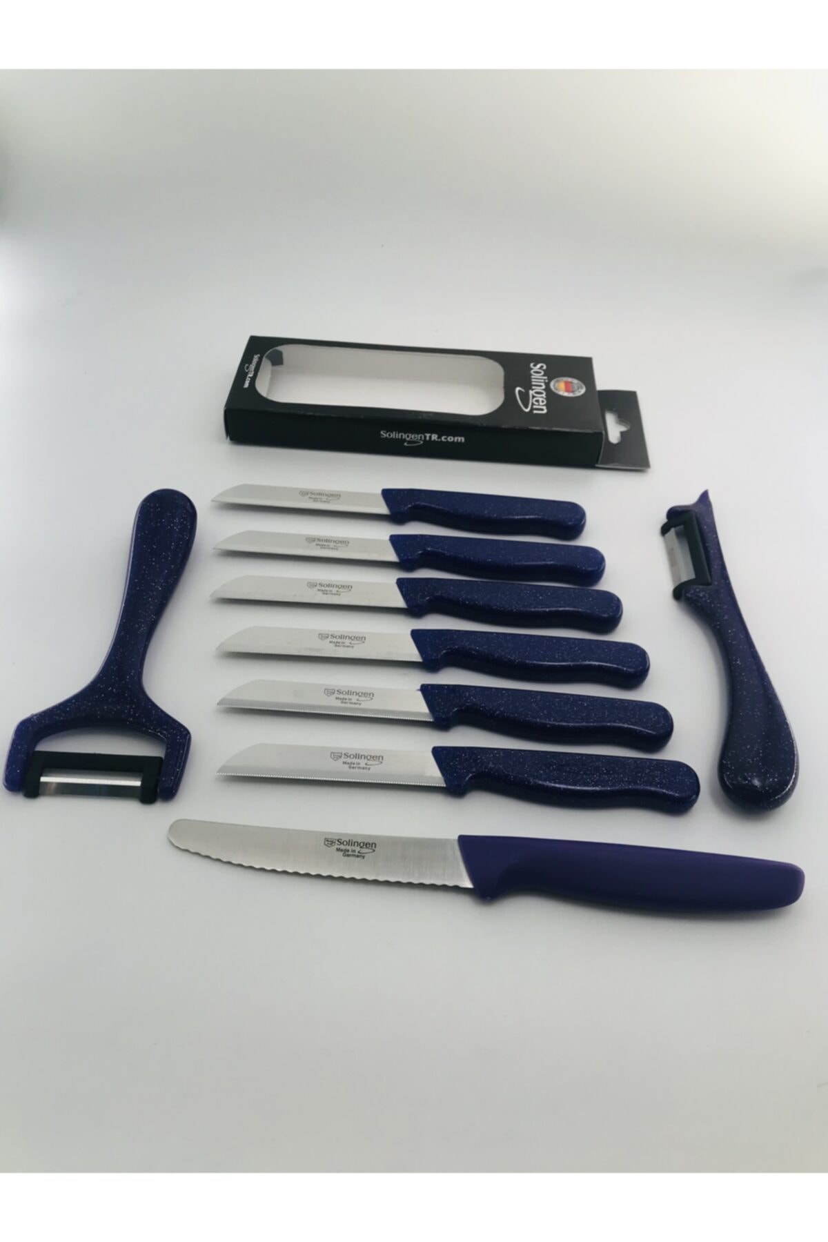 Solingen Mor Simli 6 Adet Bıçak, 1 Tırtıklı Doğrama Bıçağı, 1 Yansoy 1 ...