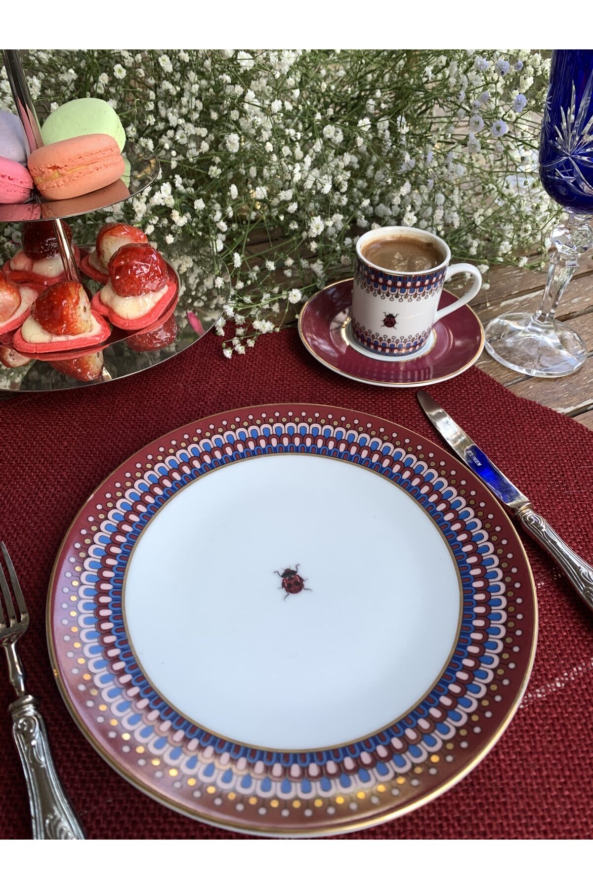 Tabbak İstanbul Lady Bug 6'lı Set Bordo Pasta Tabağı 20 Cm Fiyatı ...