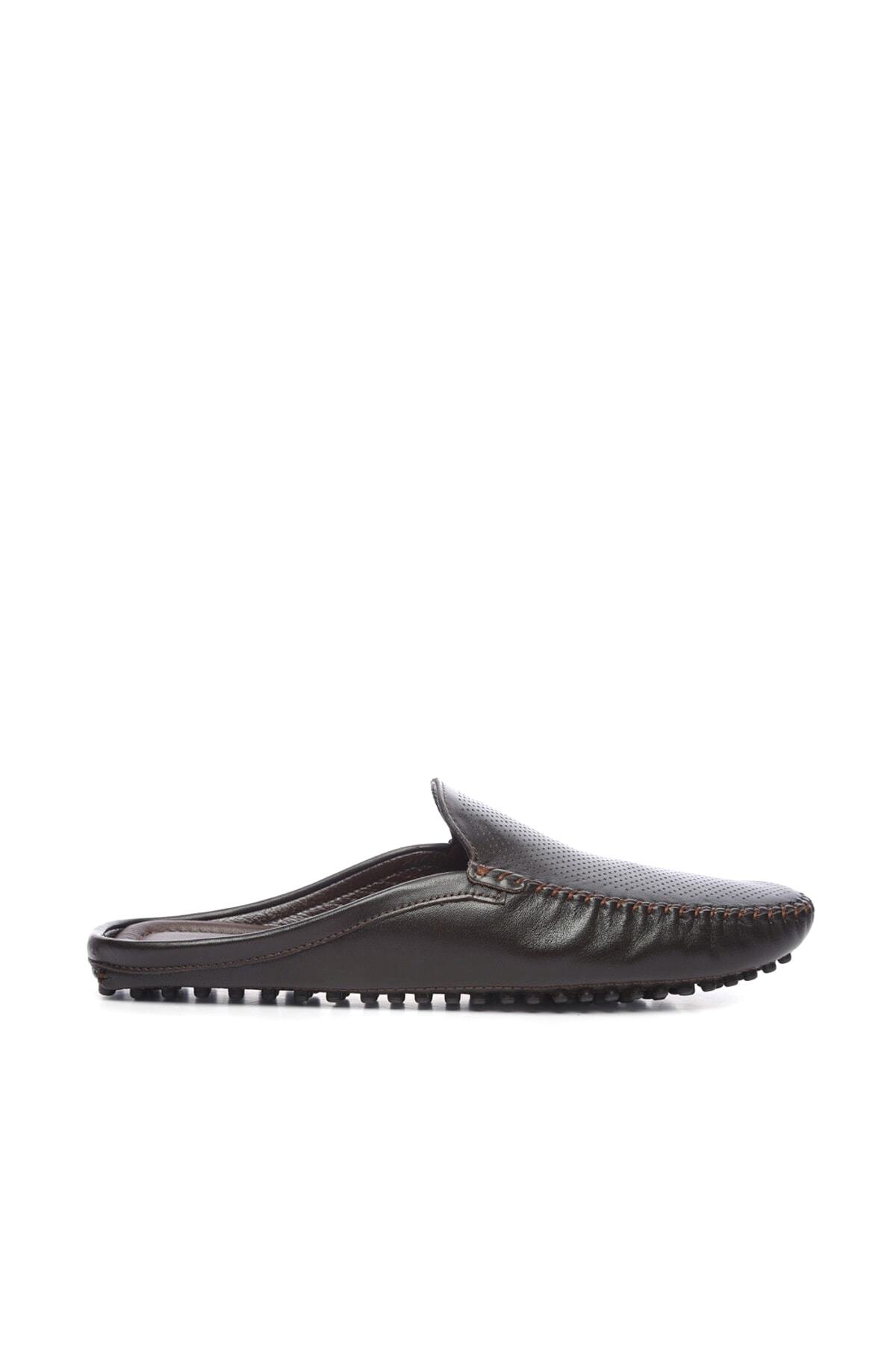 KEMAL TANCA Hakiki Deri Kahverengi Erkek Terlik Ayakkabı