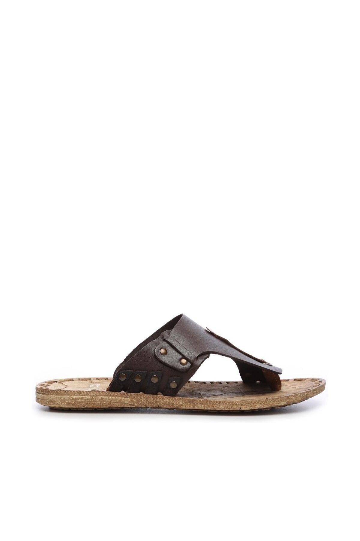 KEMAL TANCA Hakiki Deri Kahverengi Erkek Terlik Terlik