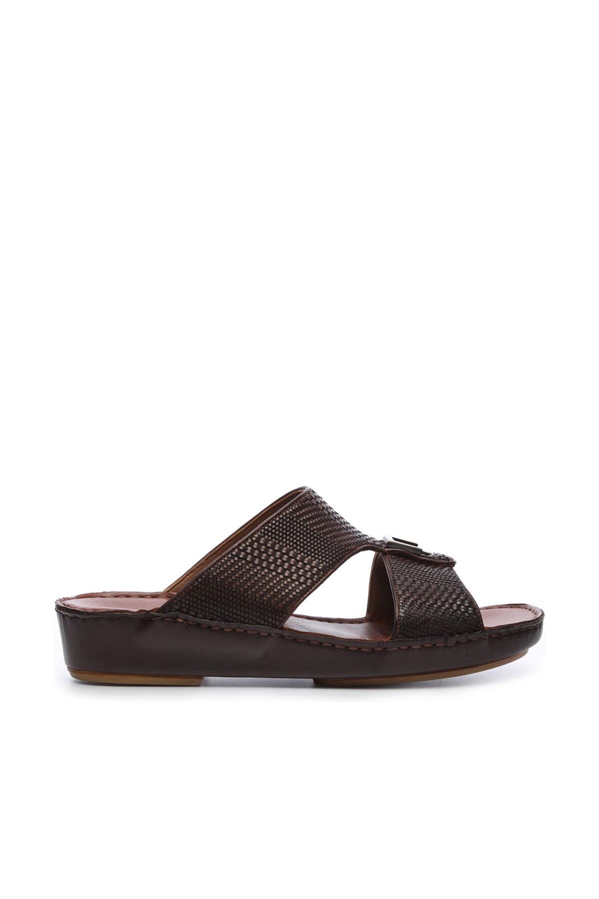 KEMAL TANCA Hakiki Deri Kahverengi Erkek Terlik Terlik