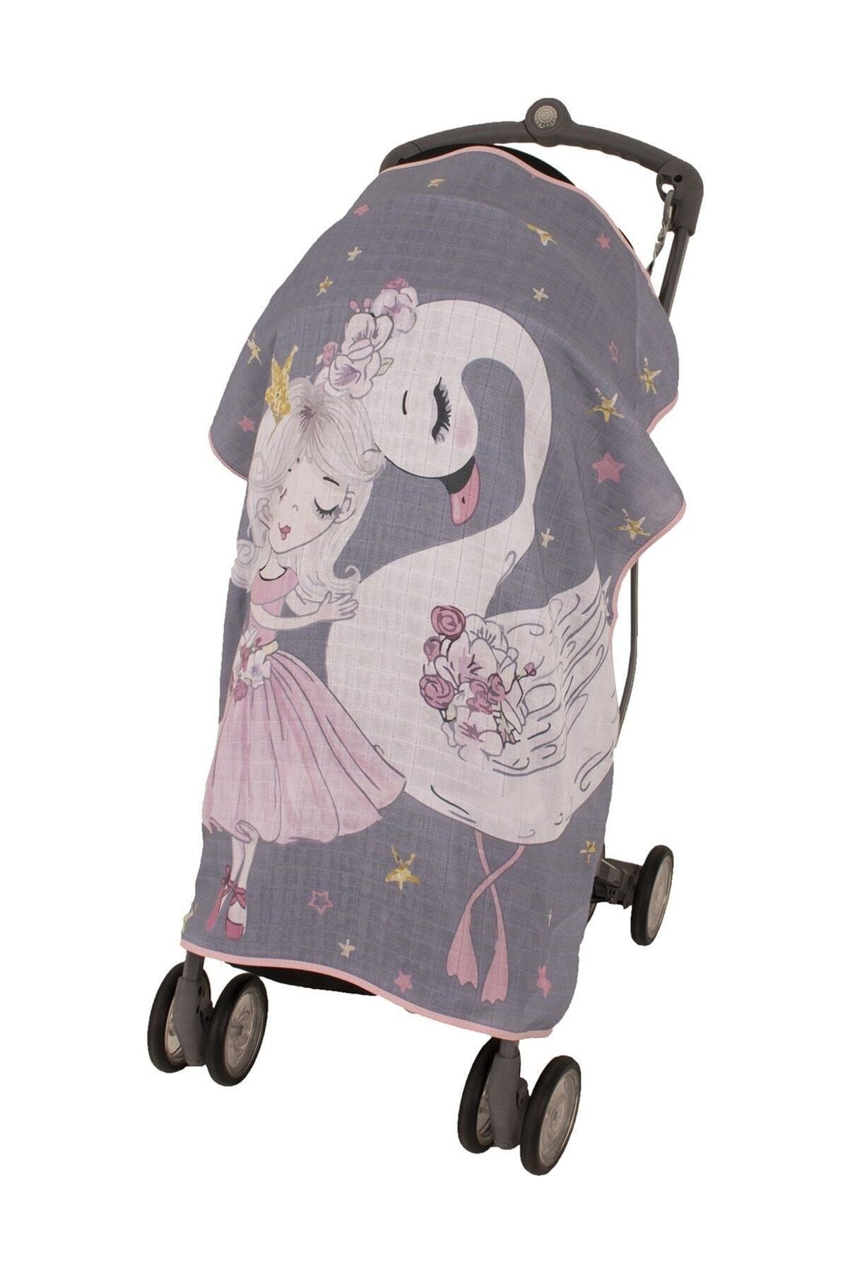 Sevi Bebe Pano Baskılı Müslin Bebek Arabası Örtüsü