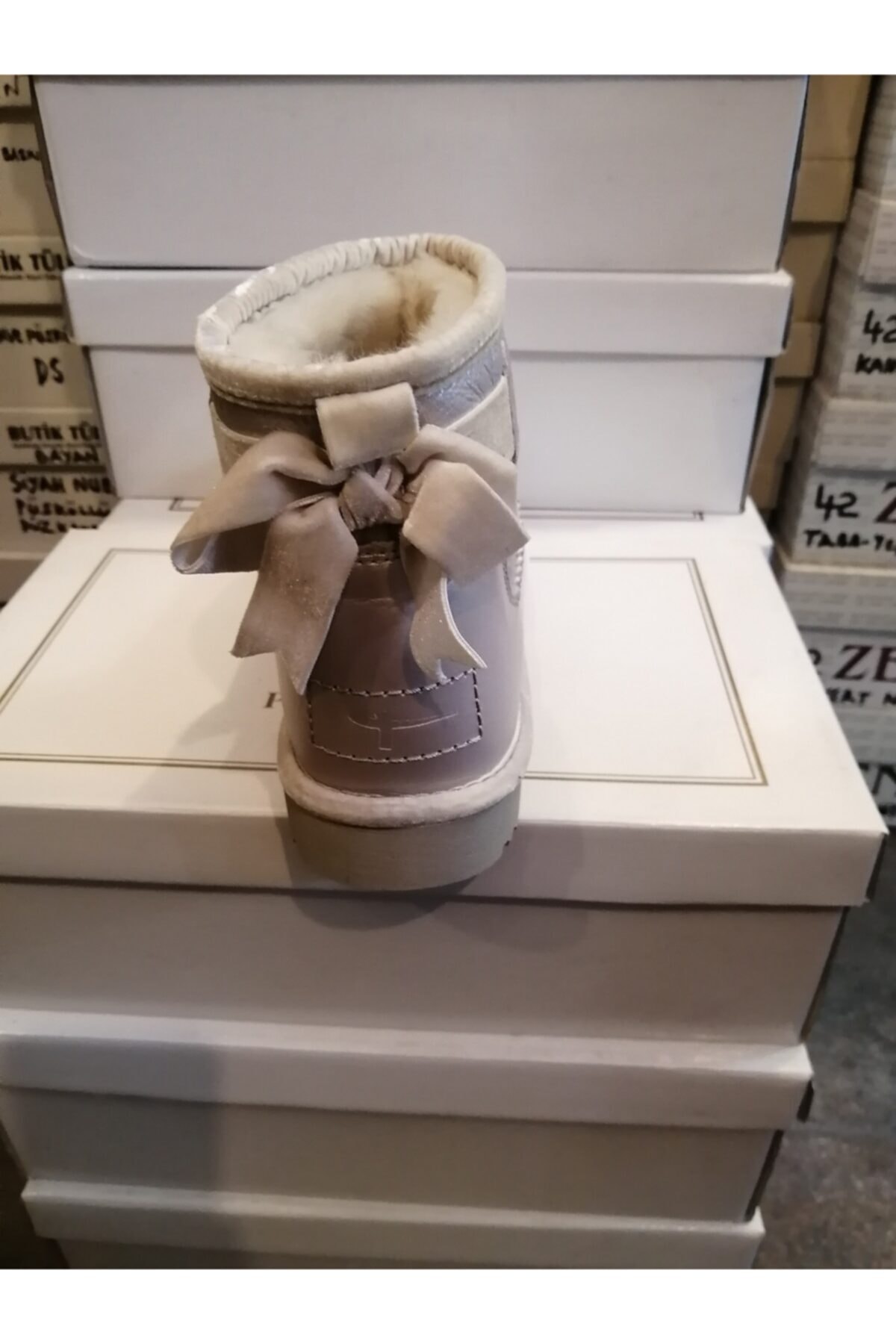 Tamaris Kadın Hakiki Deri Metalik Bej Bot Içi Koyun Yünü Termo Taban ...